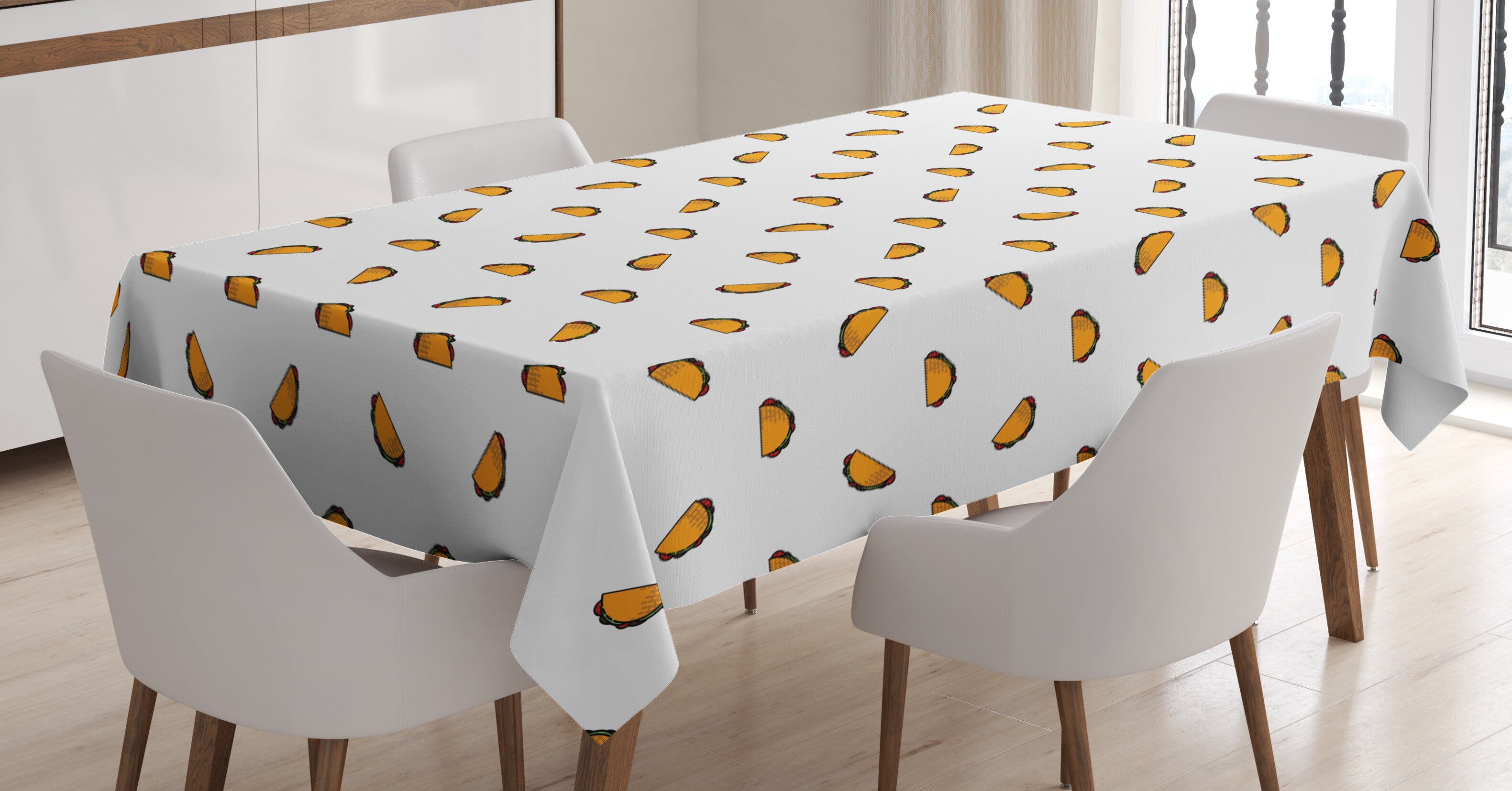 Ambesonne Taco Tablecloth Rectangular Table Cover, Traditional Mexican ...