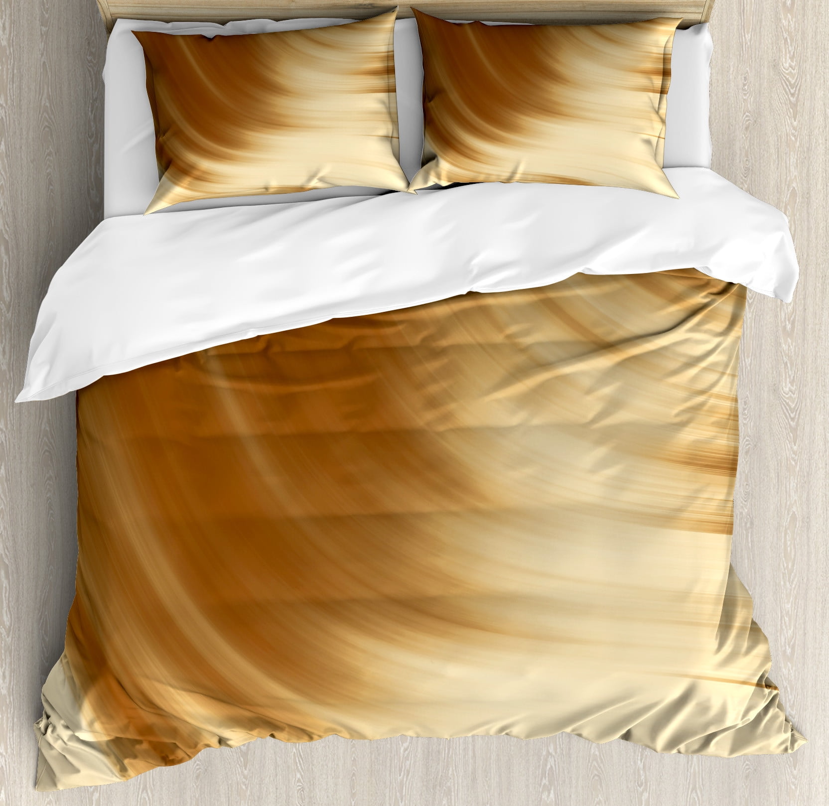 Ambesonne Tan Duvet Cover Set, Curved Wave Like, King, Cream Tan ...