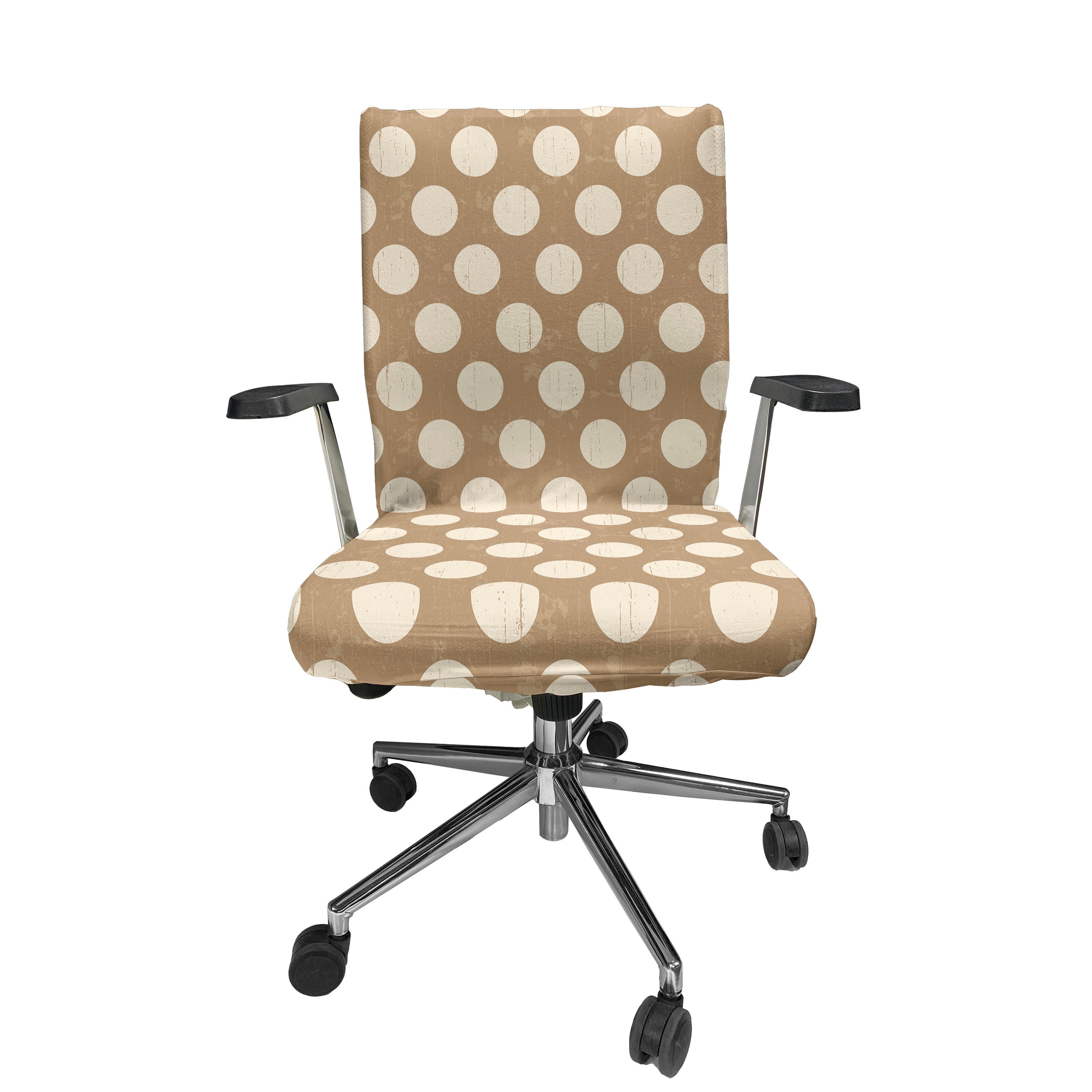 Ambesonne Tan Office Chair Cover Stretchable High Back, Big Polka Dots ...