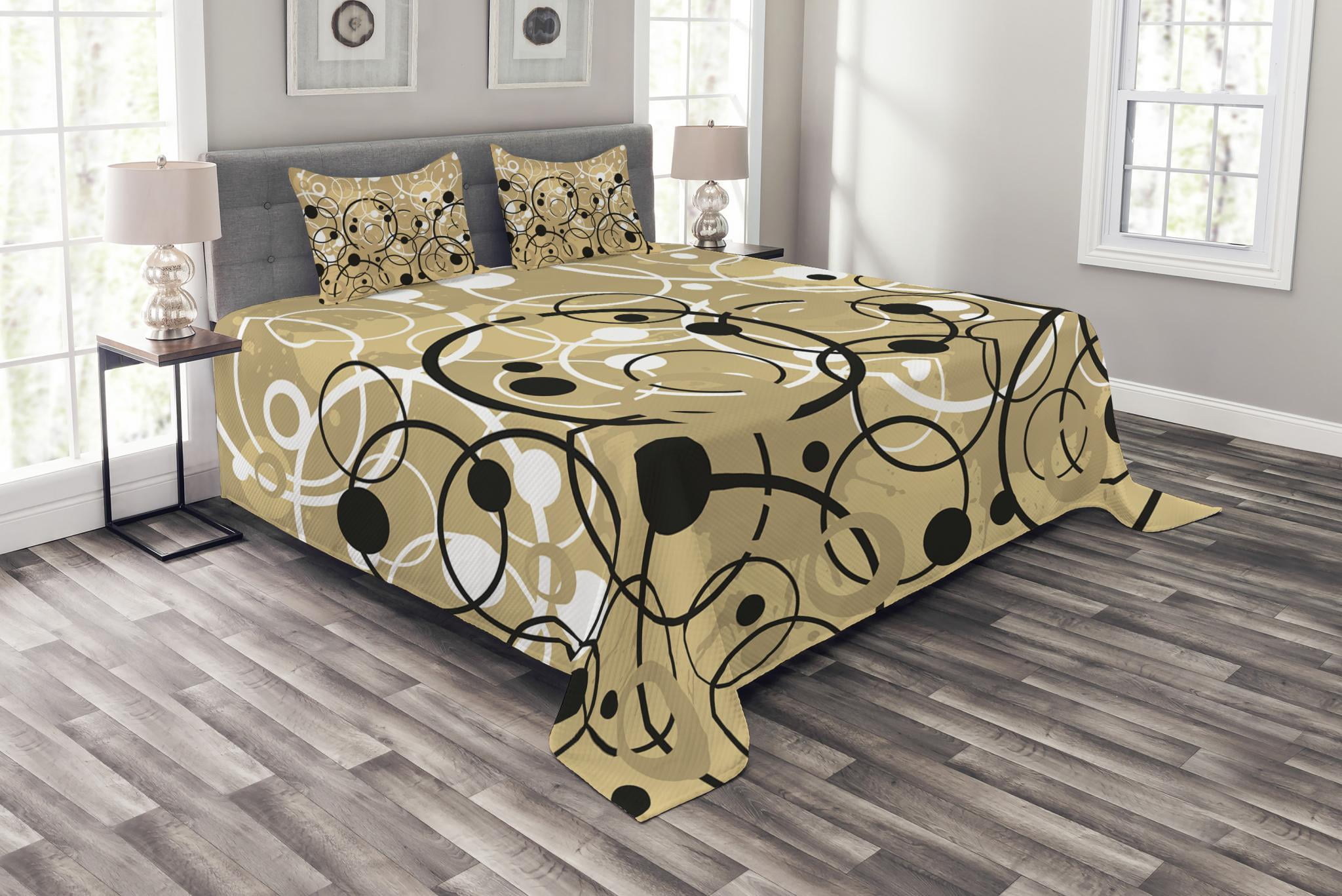Ambesonne Tan Quilted Bedspread Set 3 Pcs, Funky Grungy Retro, King ...