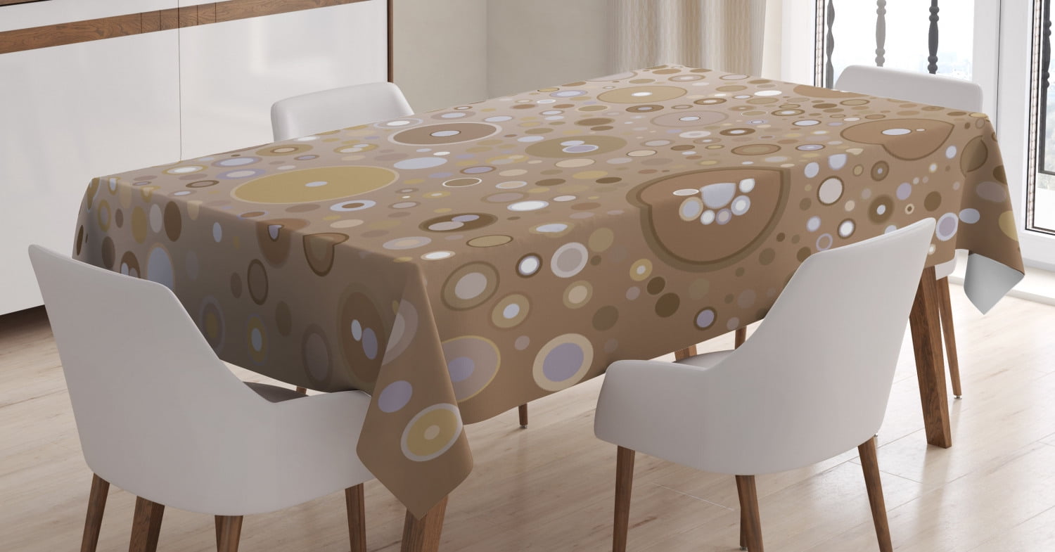 Ambesonne Tan Tablecloth Rectangular Table Cover, Bubble Like Circles ...