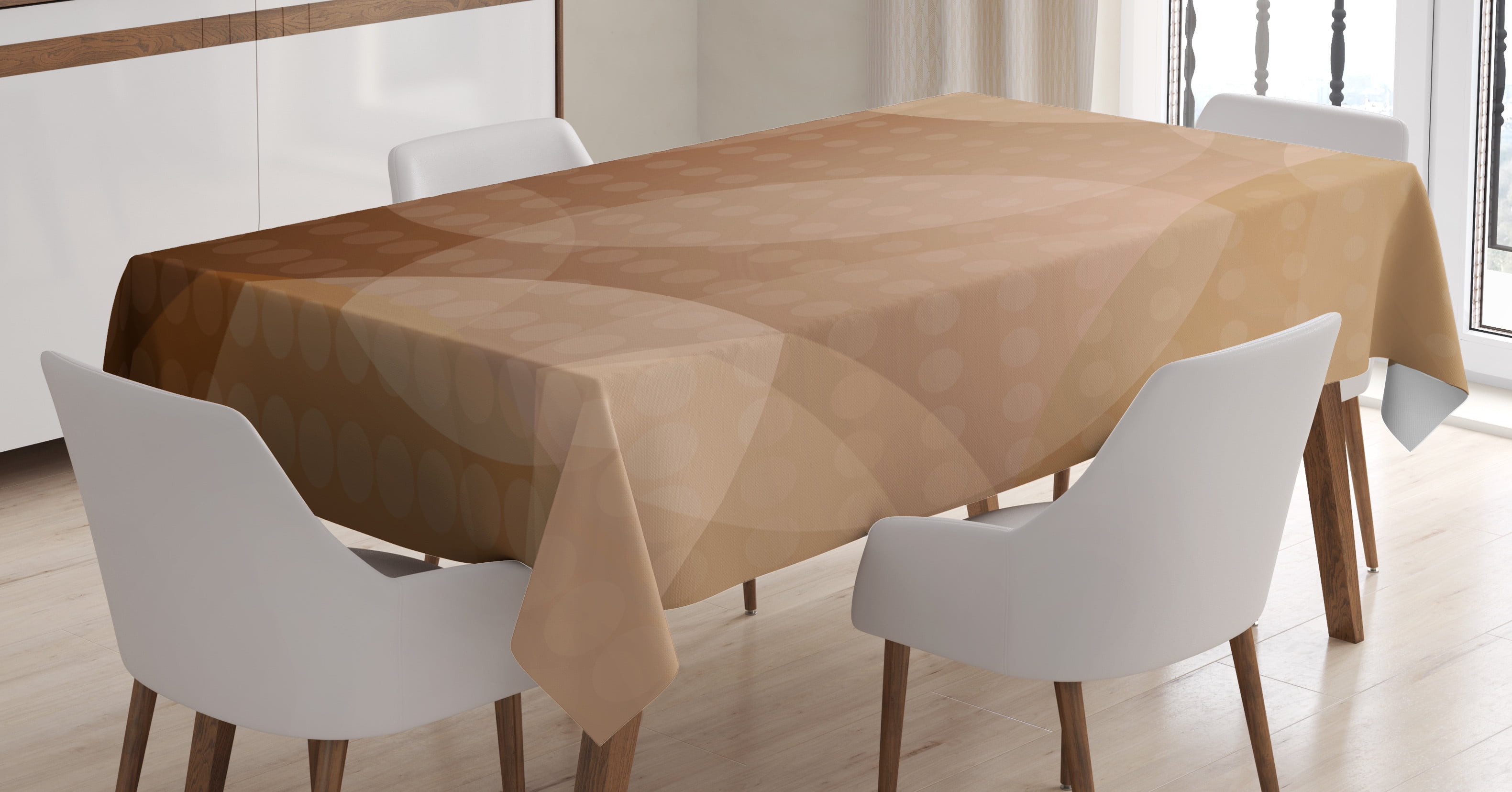 Ambesonne Tan Tablecloth Rectangular Table Cover, Overlapping Circles ...