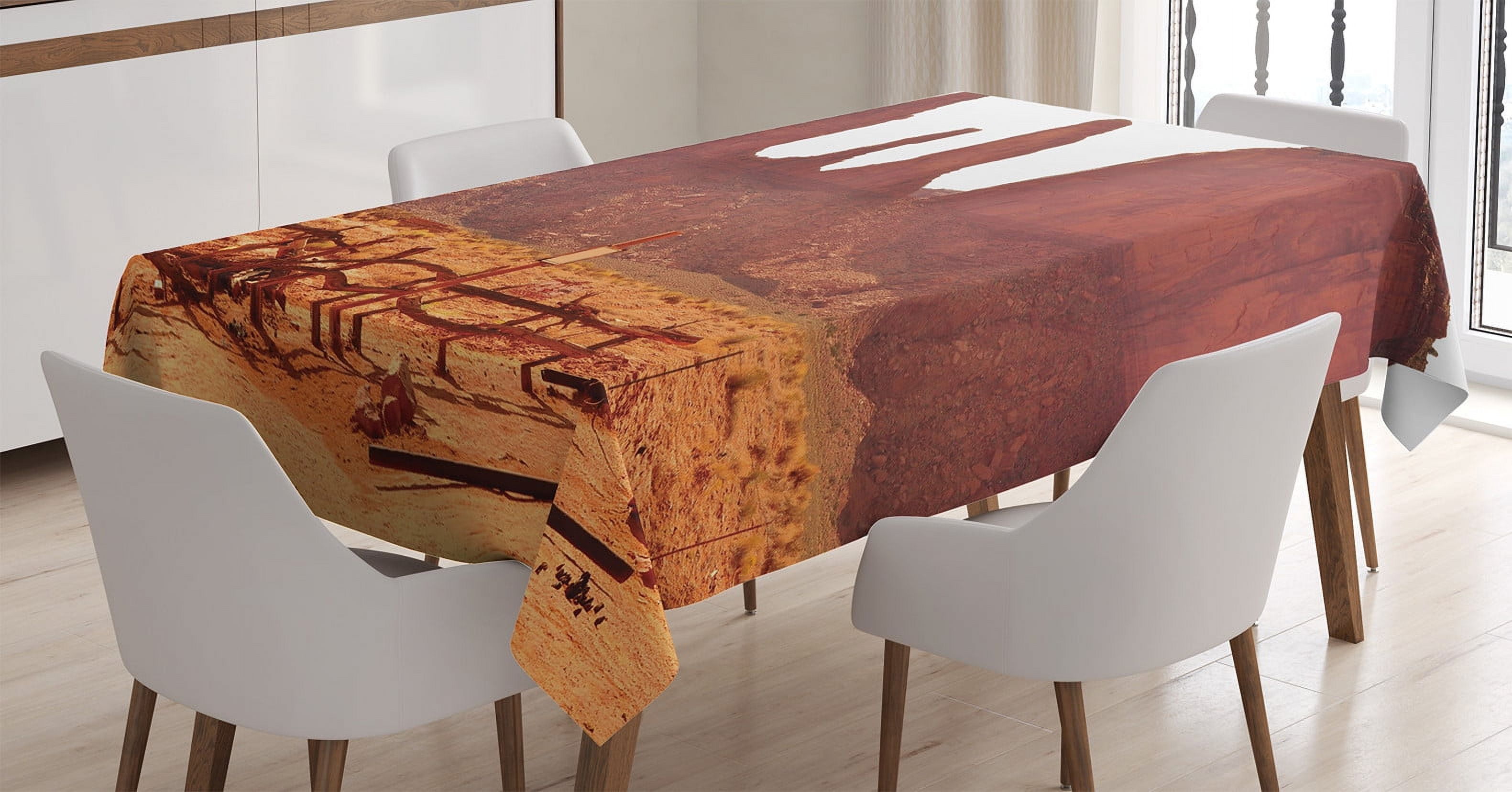 Ambesonne Tan Tablecloth Rectangular Table Cover, Valley View of ...