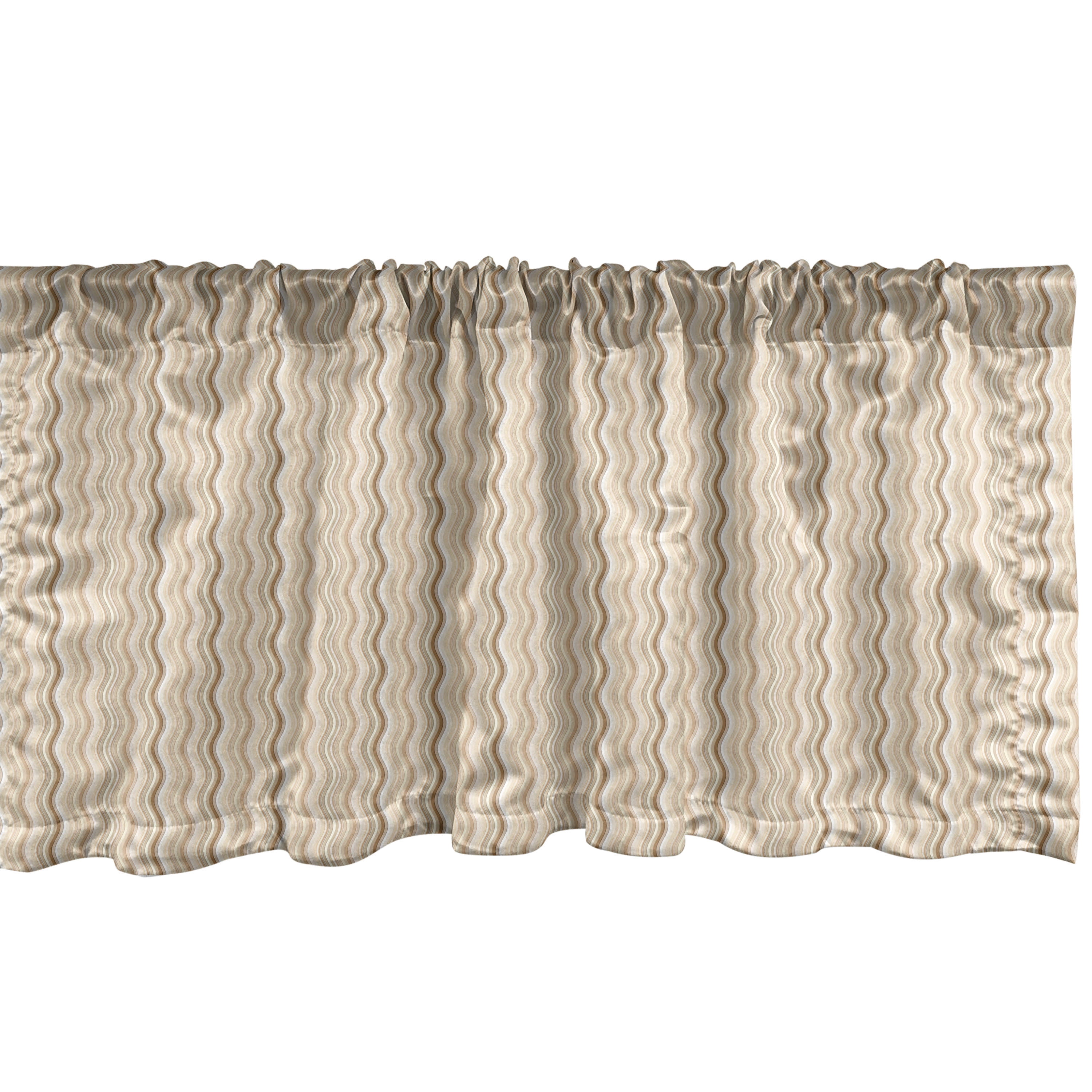Ambesonne Tan Window Valance, Wavy Lines Vertical Swirl, 54" X 18 ...