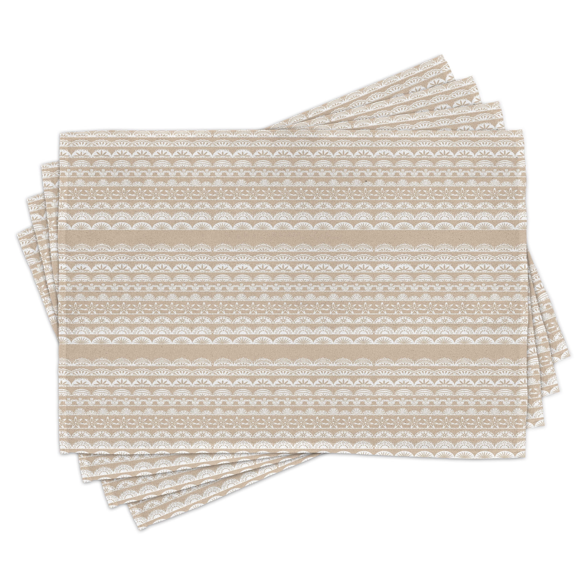 Ambesonne Tan and White Place Mats Set of 4, Antique Borders, Standard ...