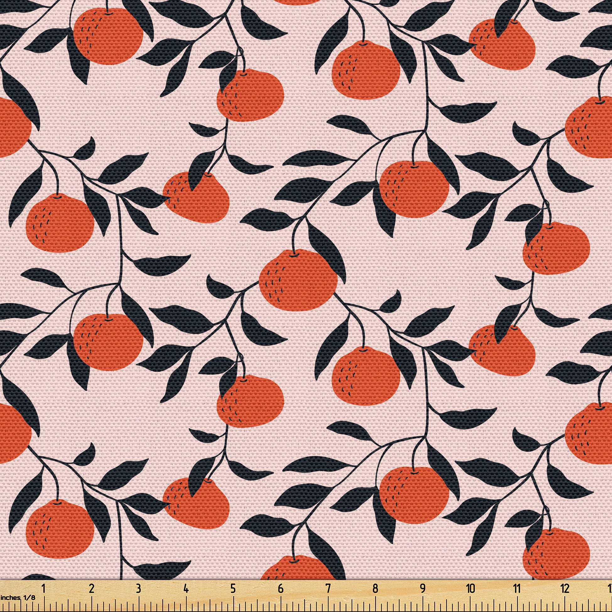 Ambesonne Tangerine Fabric by the Yard Upholstery, Mandarins on ...