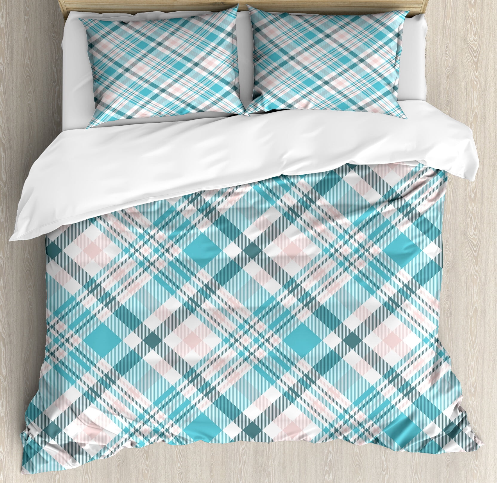 Ambesonne Tartan Duvet Cover Set, Flannel Motif in Plaid Style, 2 ...