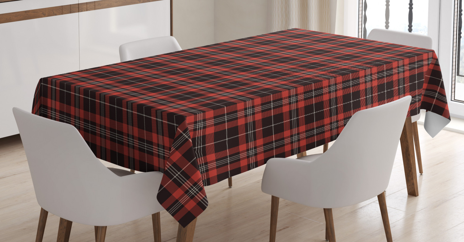 Ambesonne Tartan Tablecloth Rectangular Table Cover, Plaid Composition ...