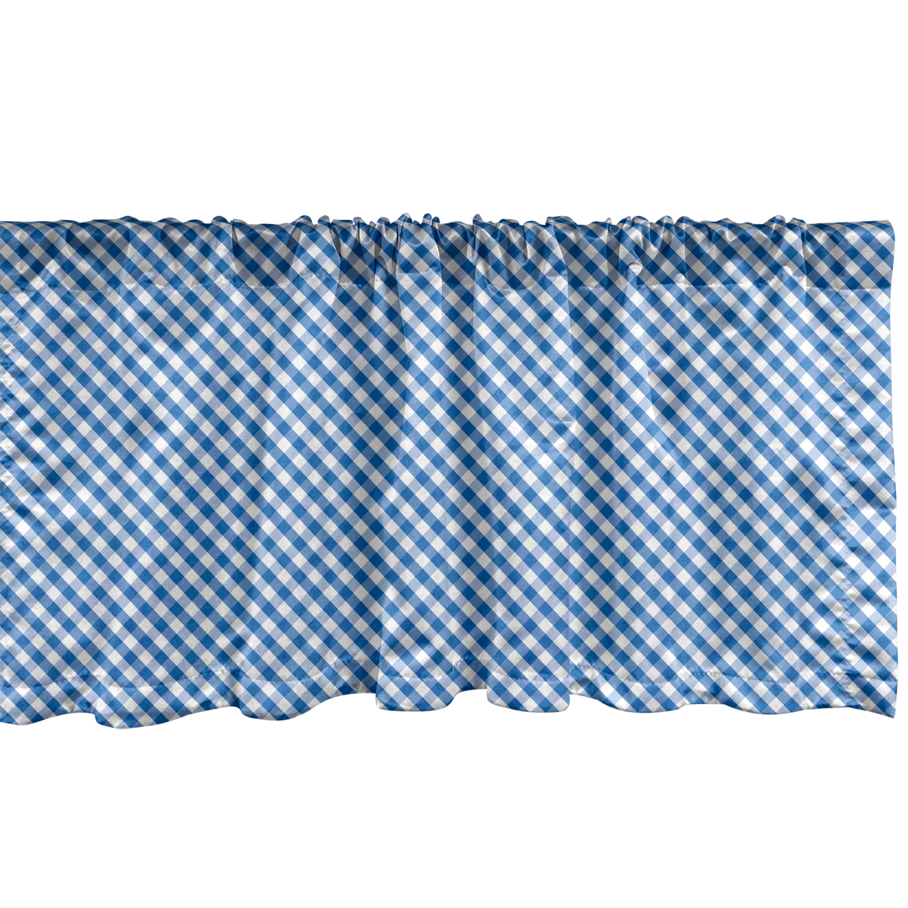 Ambesonne Tartan Window Valance, Night Blue Gingham Check, 54" X 12 ...
