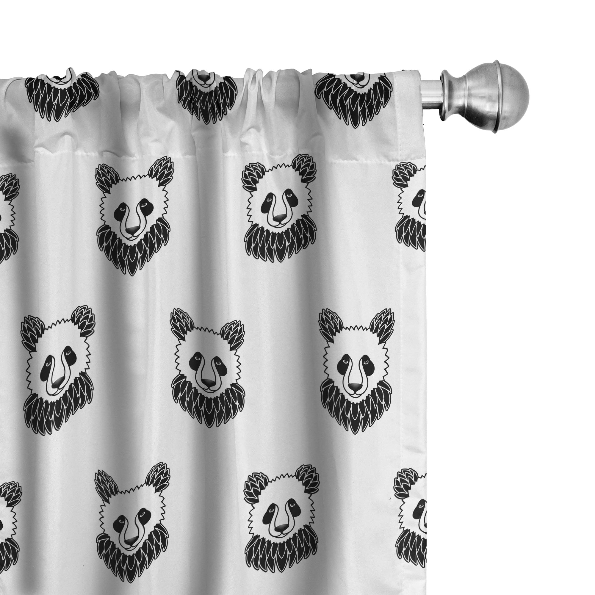 Ambesonne Tattoo Curtains, Panda Bear Portraits, Pair of 28"x63", Black ...