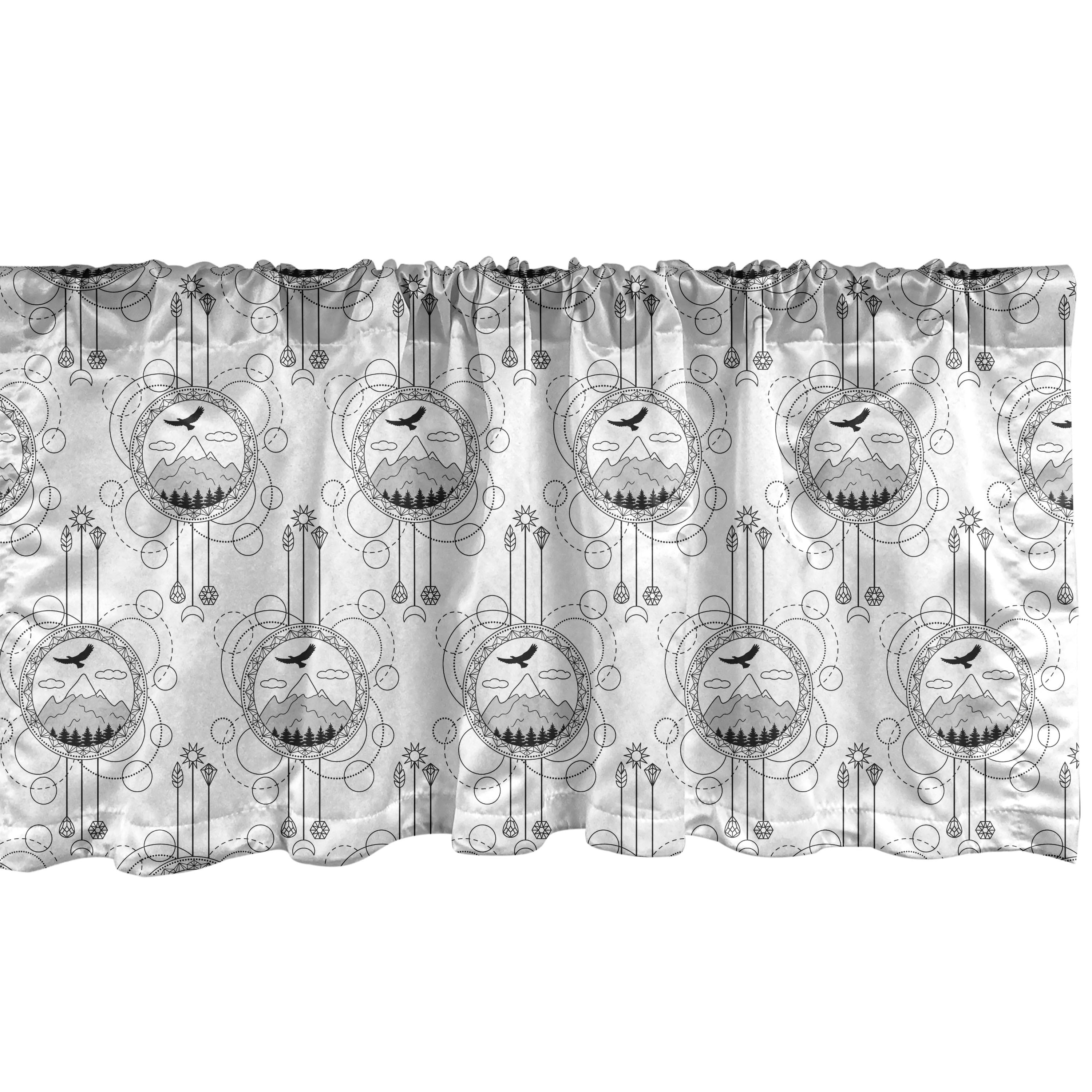 Ambesonne Tattoo Window Valance, Mountains Trees Eagles, 54" X 18 ...