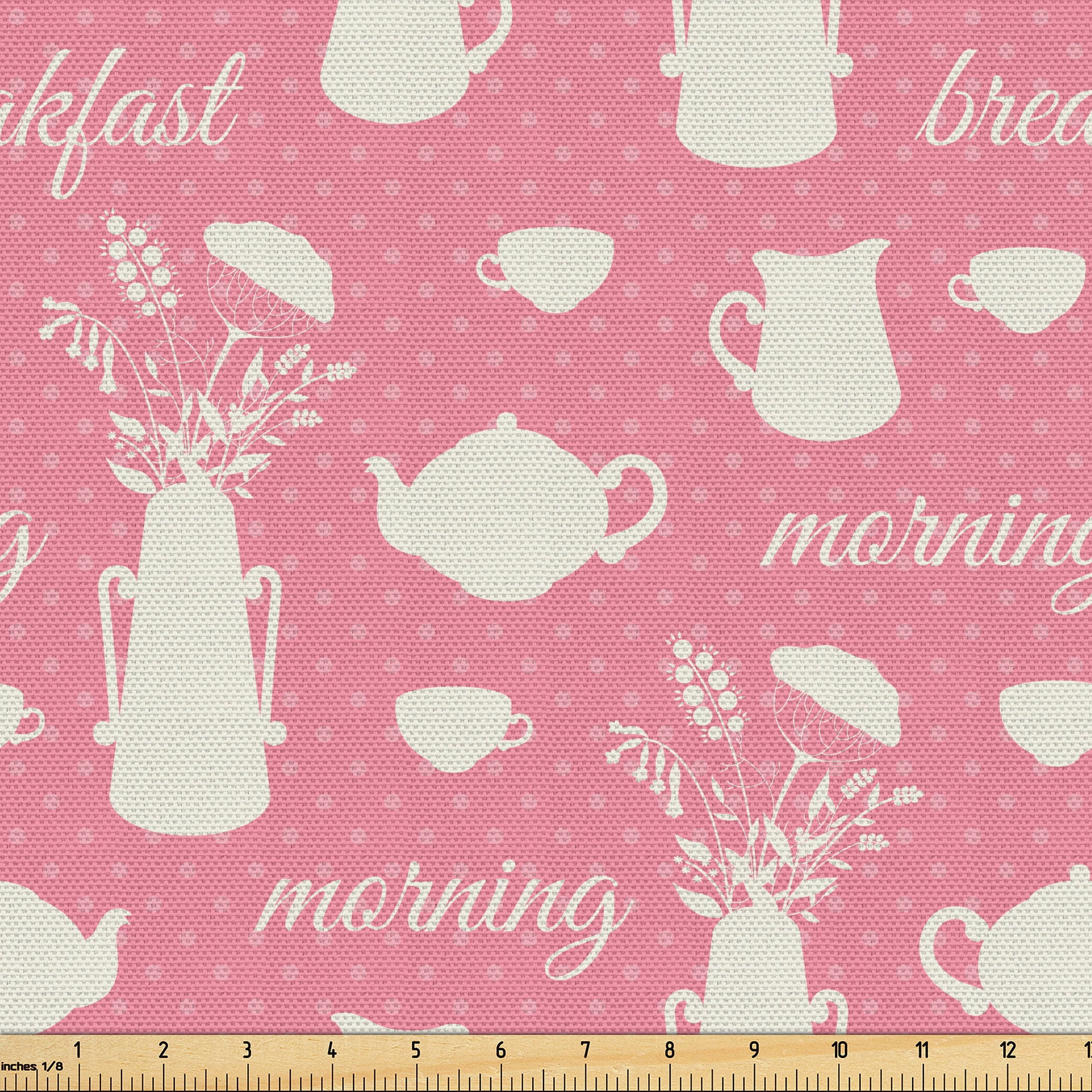 Ambesonne Tea Party Fabric by the Yard Upholstery, Morning Breakfast ...