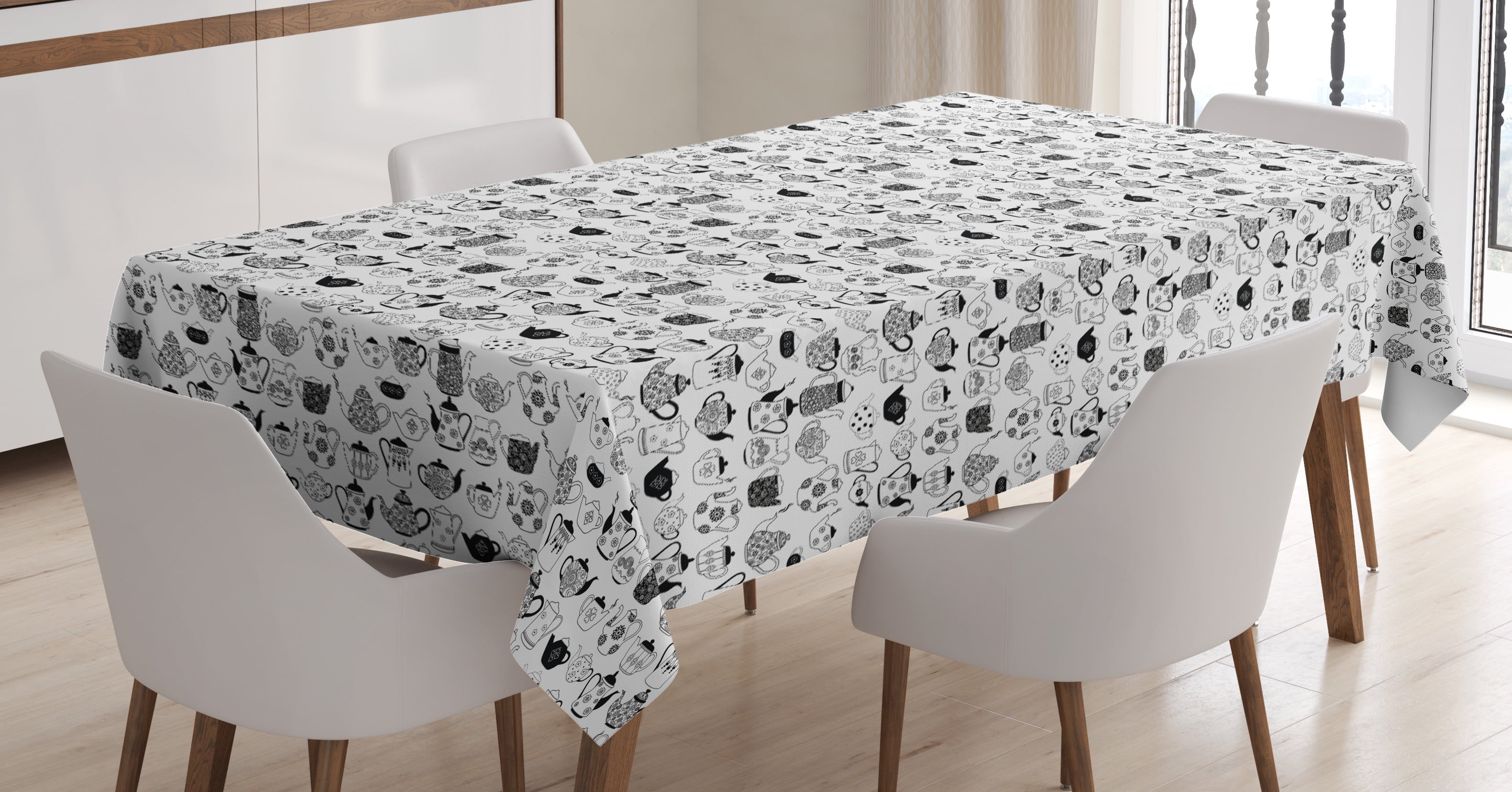 Ambesonne Tea Party Tablecloth Rectangular Table Cover, Timeless ...