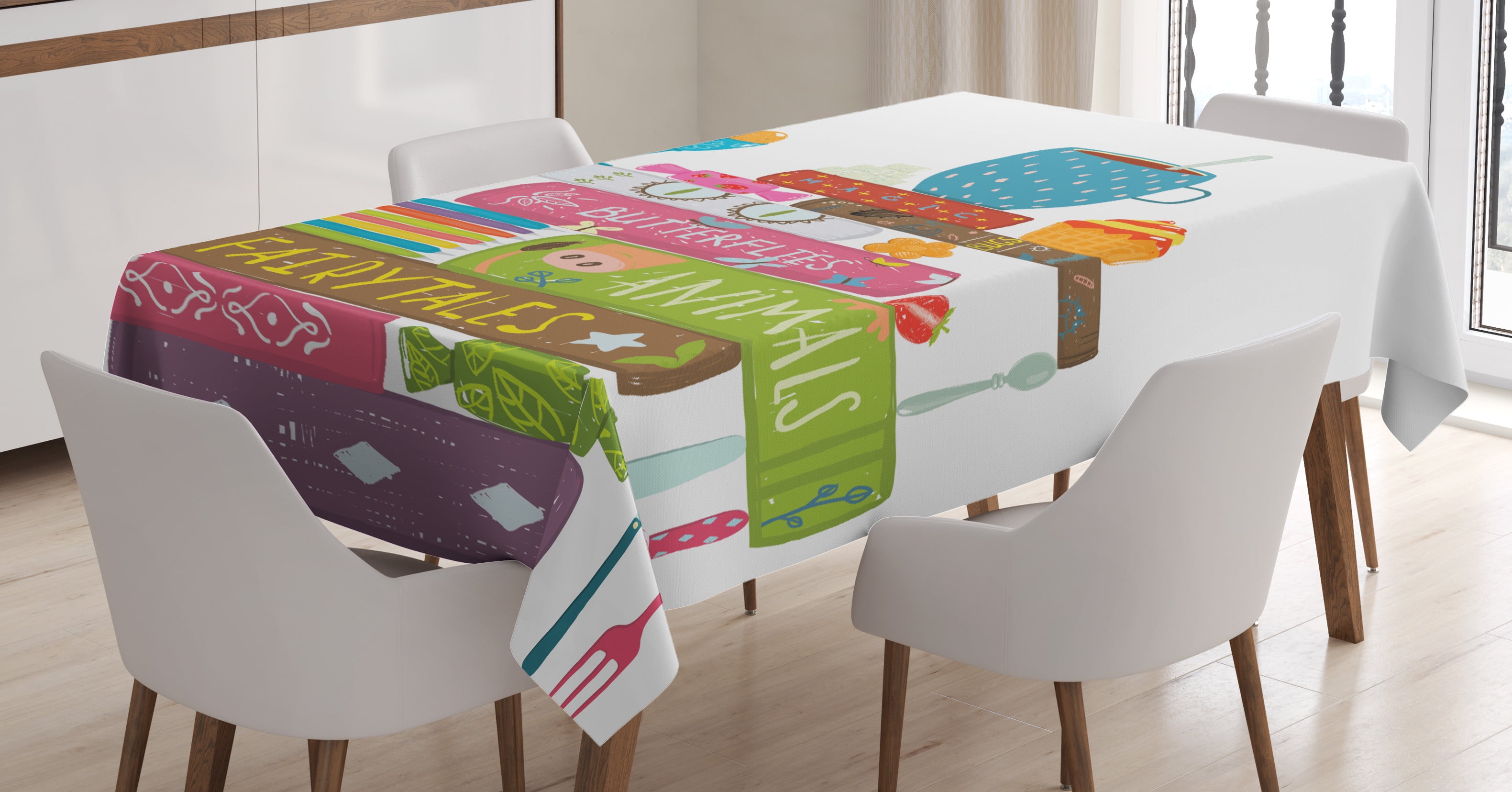 Ambesonne Tea Tablecloth Rectangular Table Cover, Cup on a Pile of ...