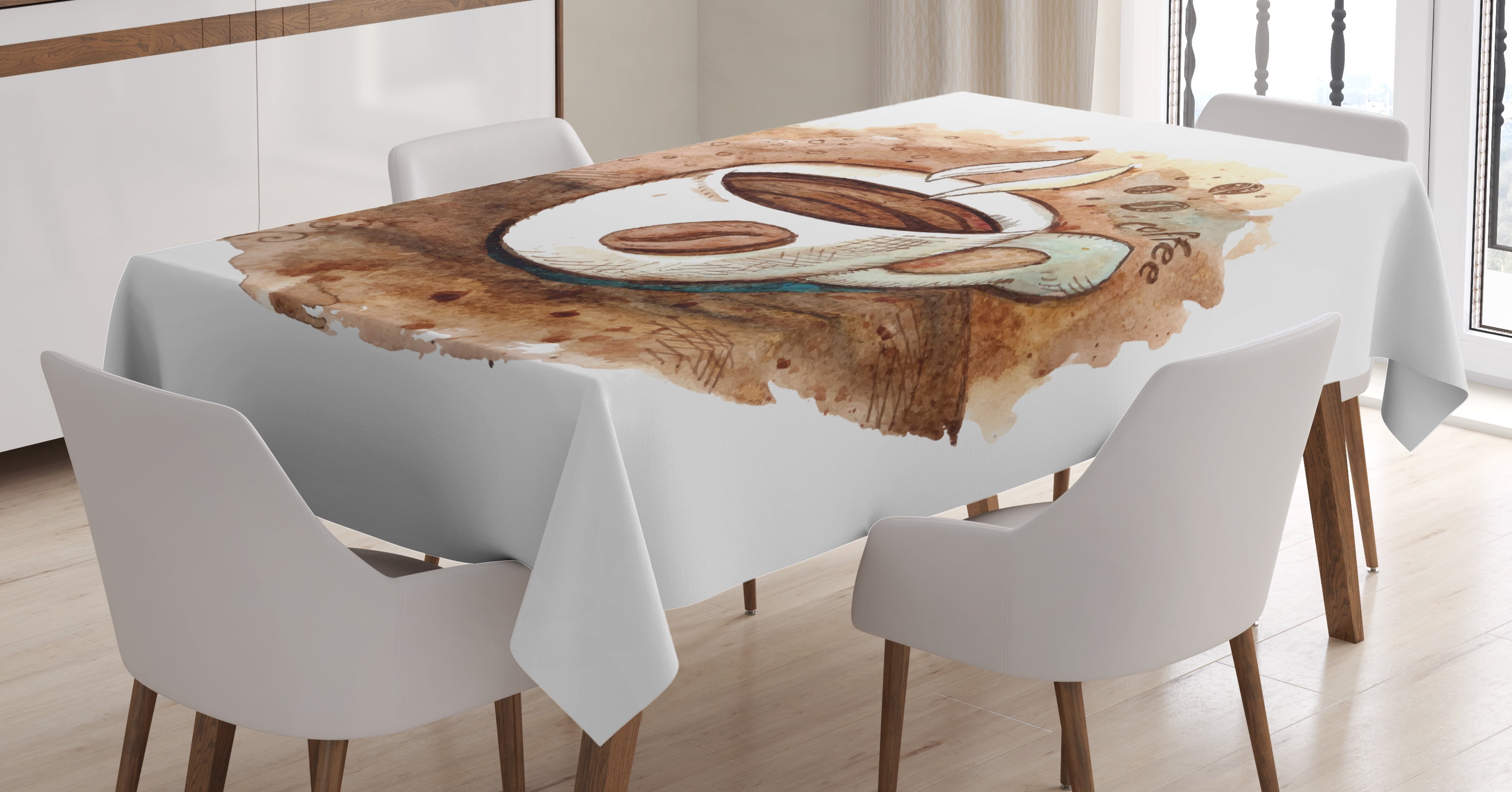 Ambesonne Tea Tablecloth Rectangular Table Cover, Freshly Brewed ...