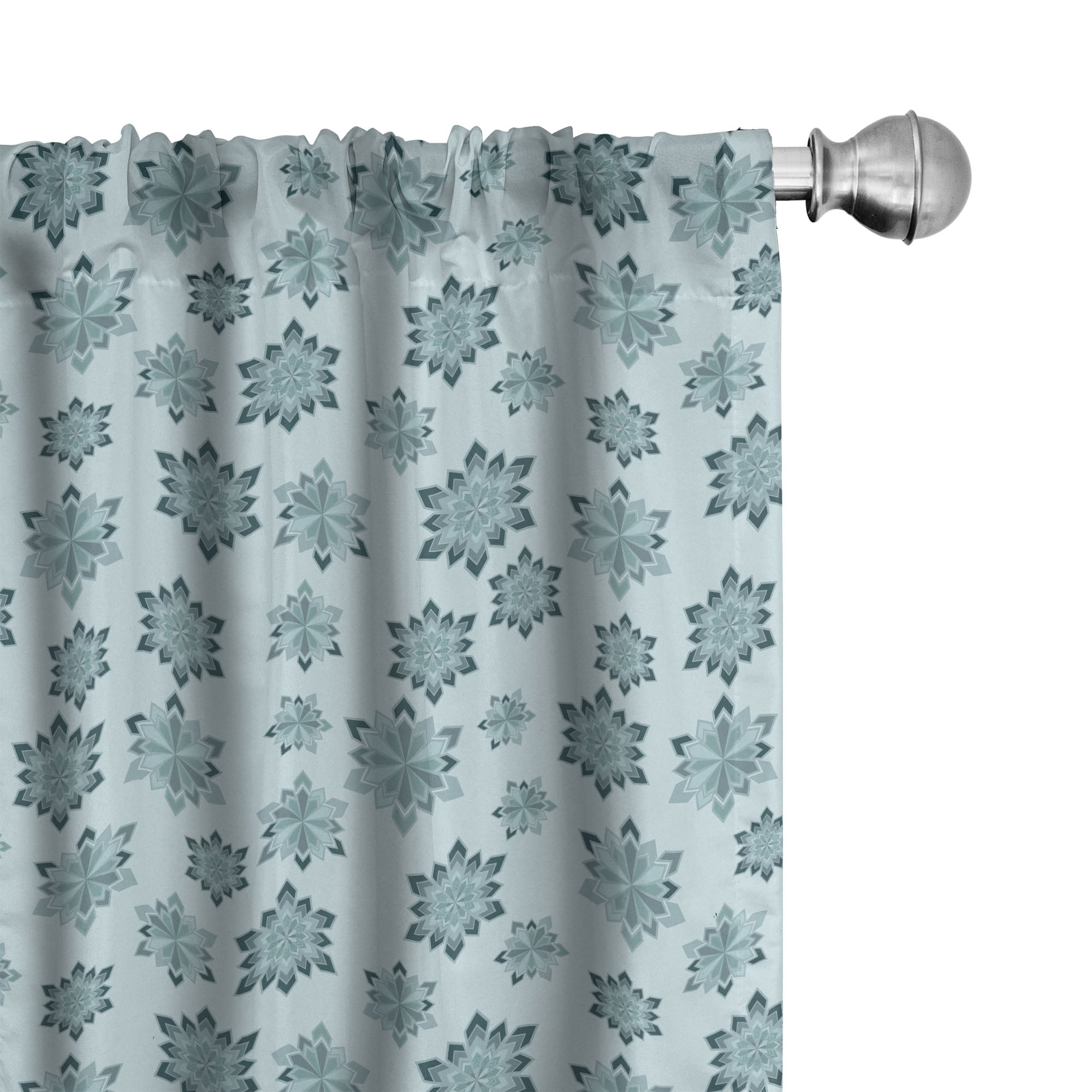 Ambesonne Teal Curtains, Ornate Winter Snowflakes, Pair of 28"x84 ...
