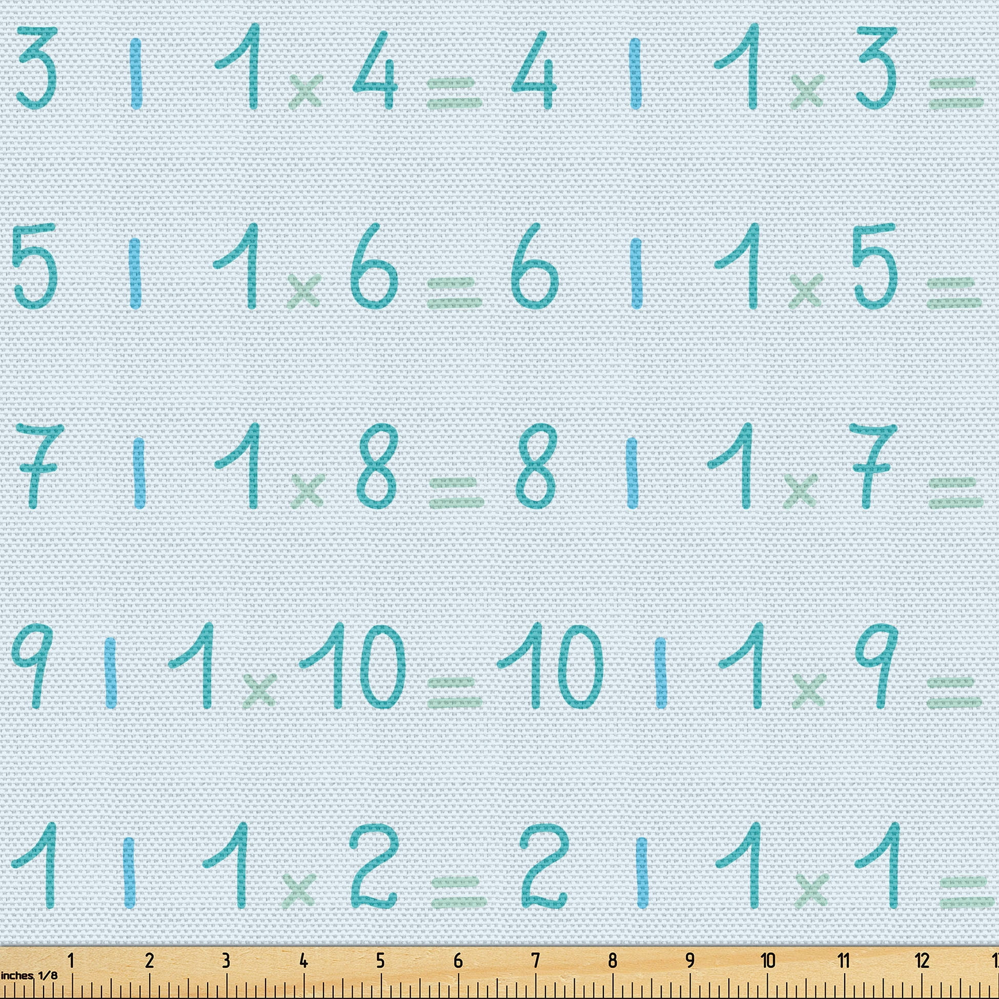 Ambesonne Teal Fabric by the Yard Upholstery, Math Multiplications ...
