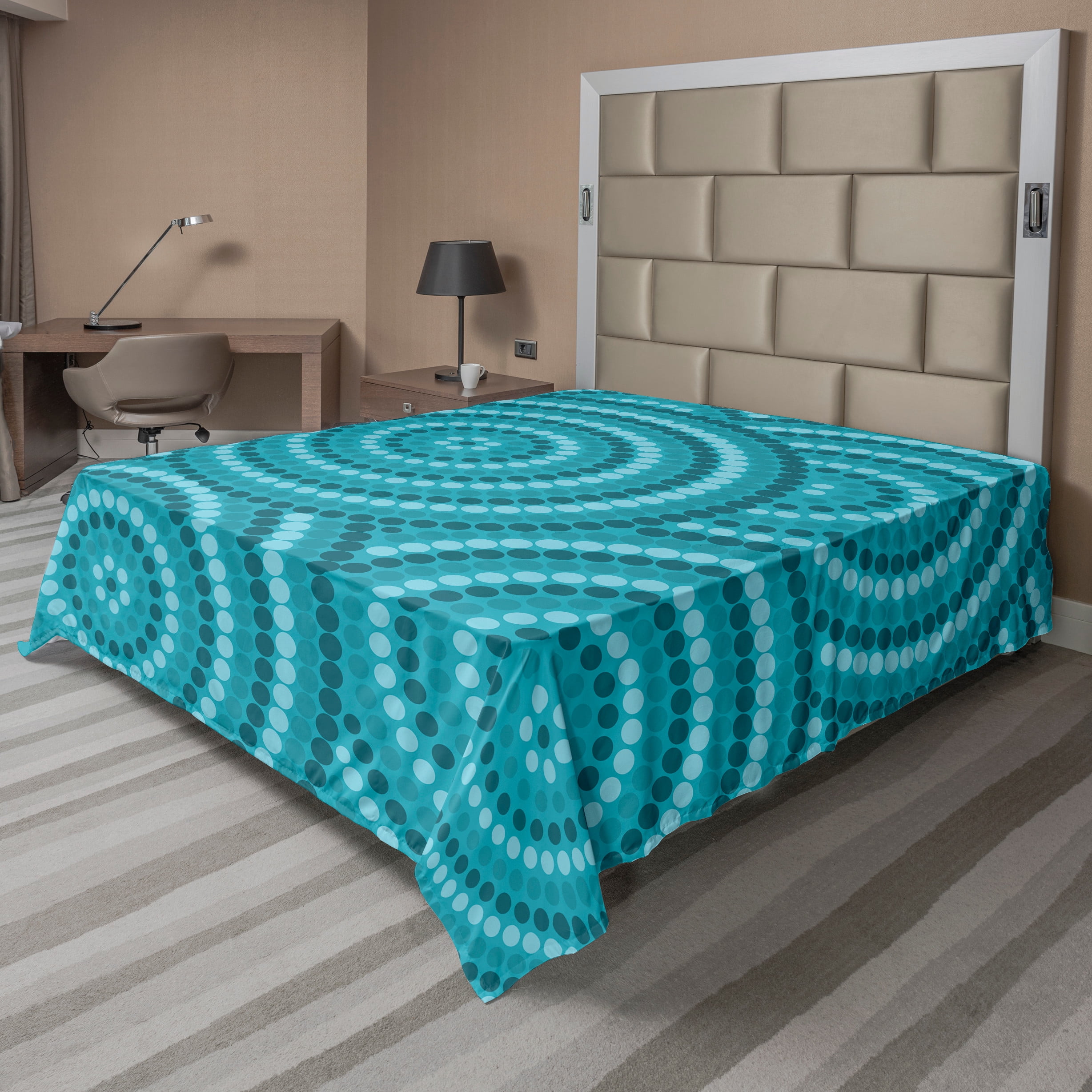 Ambesonne Teal Flat Sheet, Abstract Australian Dots, Full Size, Teal ...