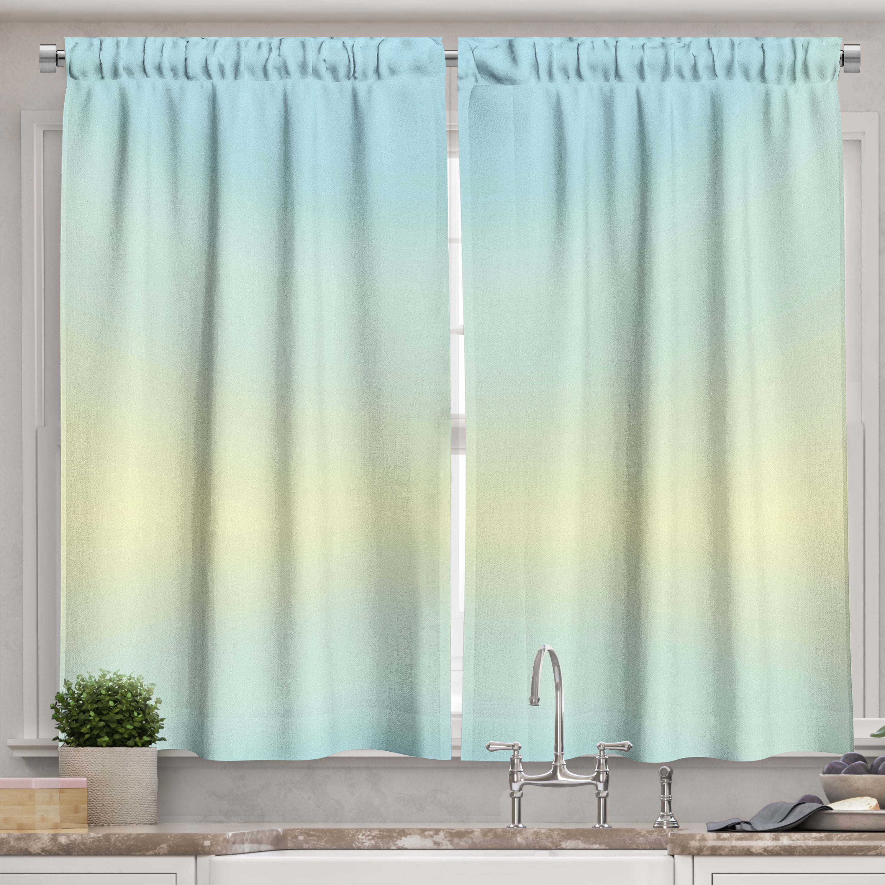 Ambesonne Teal Kitchen Curtains, Abstract Modern Ombre, 55"x45", Pale ...