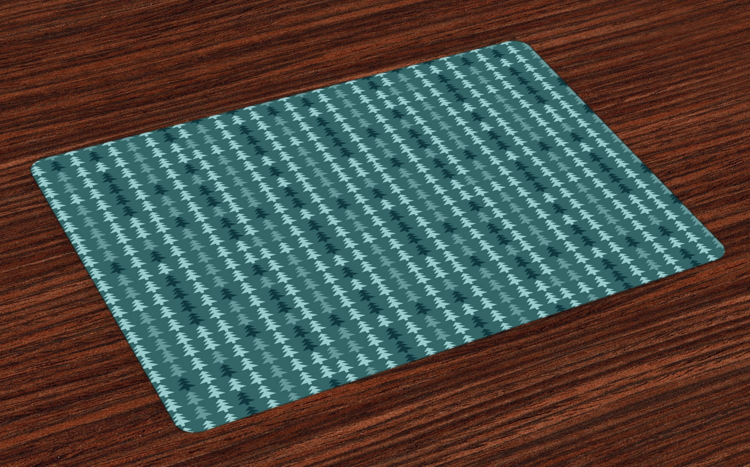 Ambesonne Teal Place Mats Set of 4, Abstract Pine Tree Xmas, Standard ...