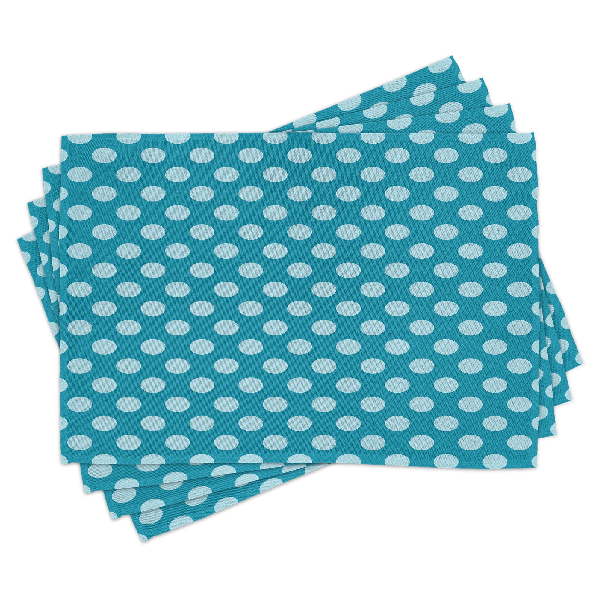 Ambesonne Teal Place Mats Set of 4, Polka Dots Soft Sea Colors ...