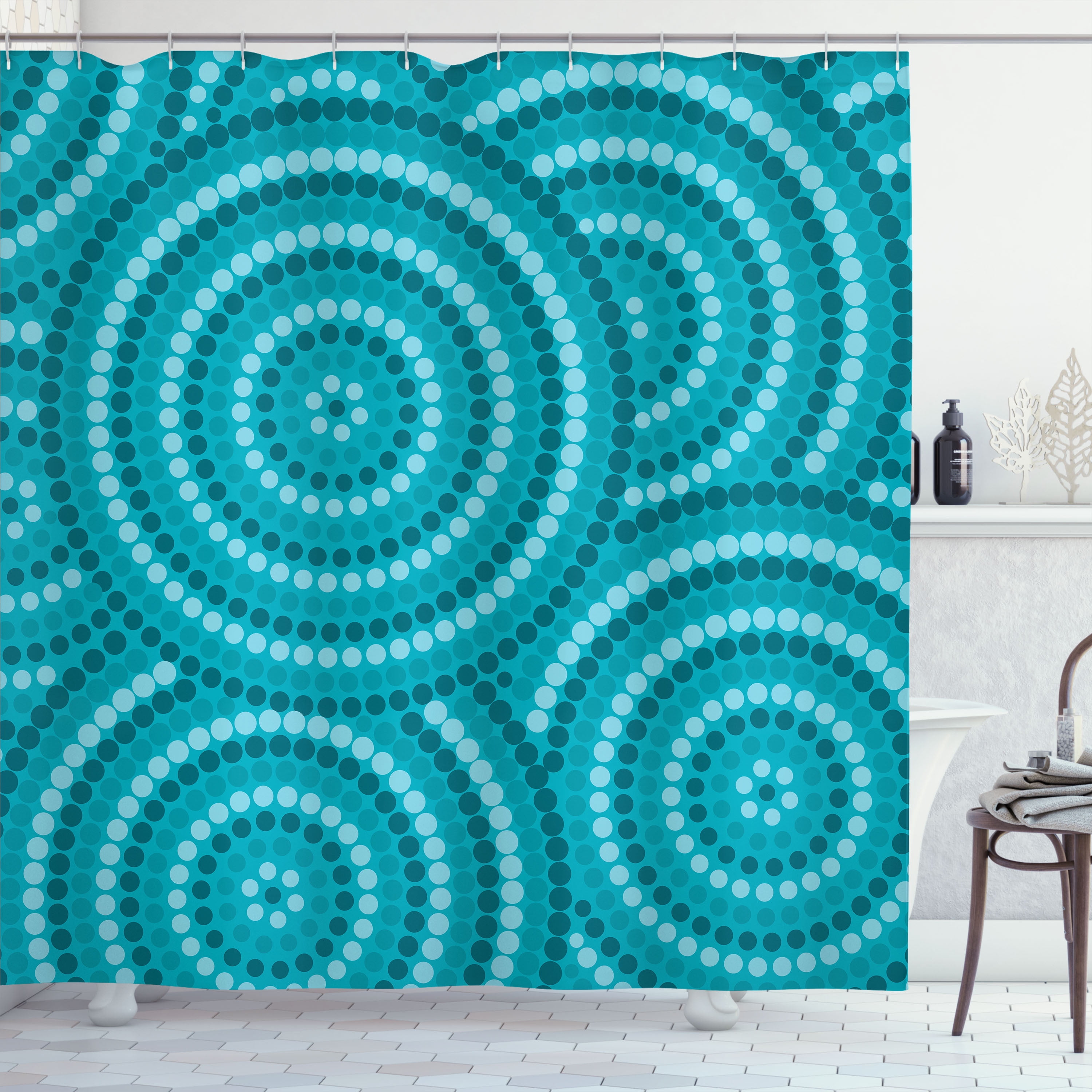 Ambesonne Teal Shower Curtain Abstract Australian Dots 69wx70l