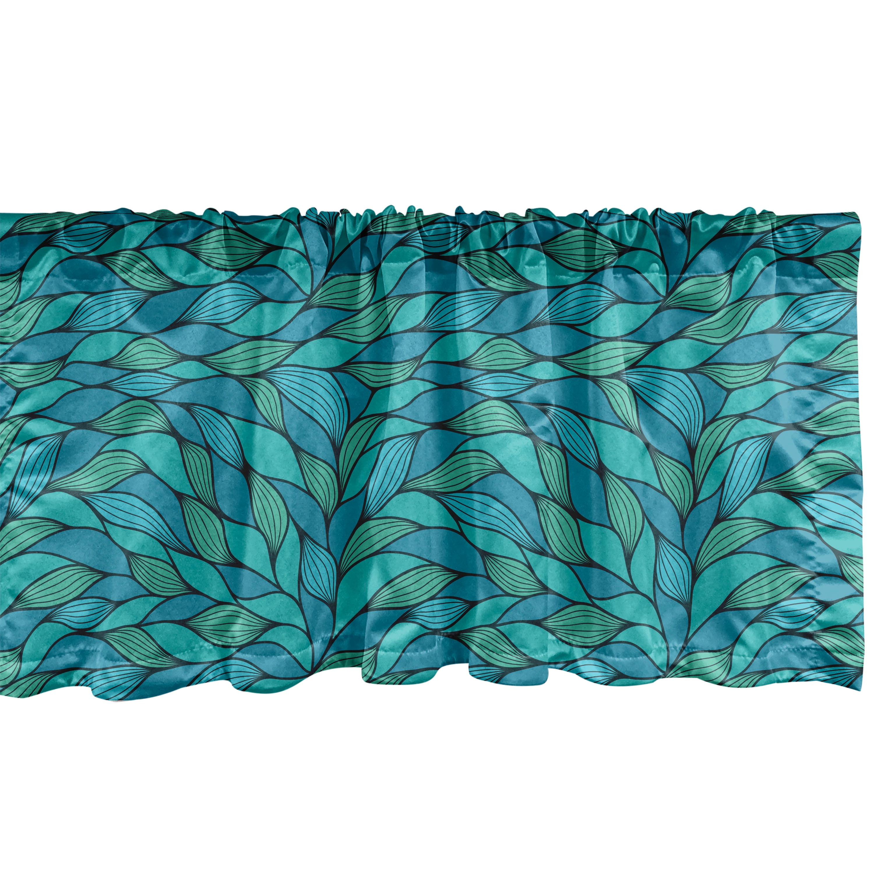 Ambesonne Teal Window Valance, Abstract Wave Ocean Motif, 54" X 18 ...