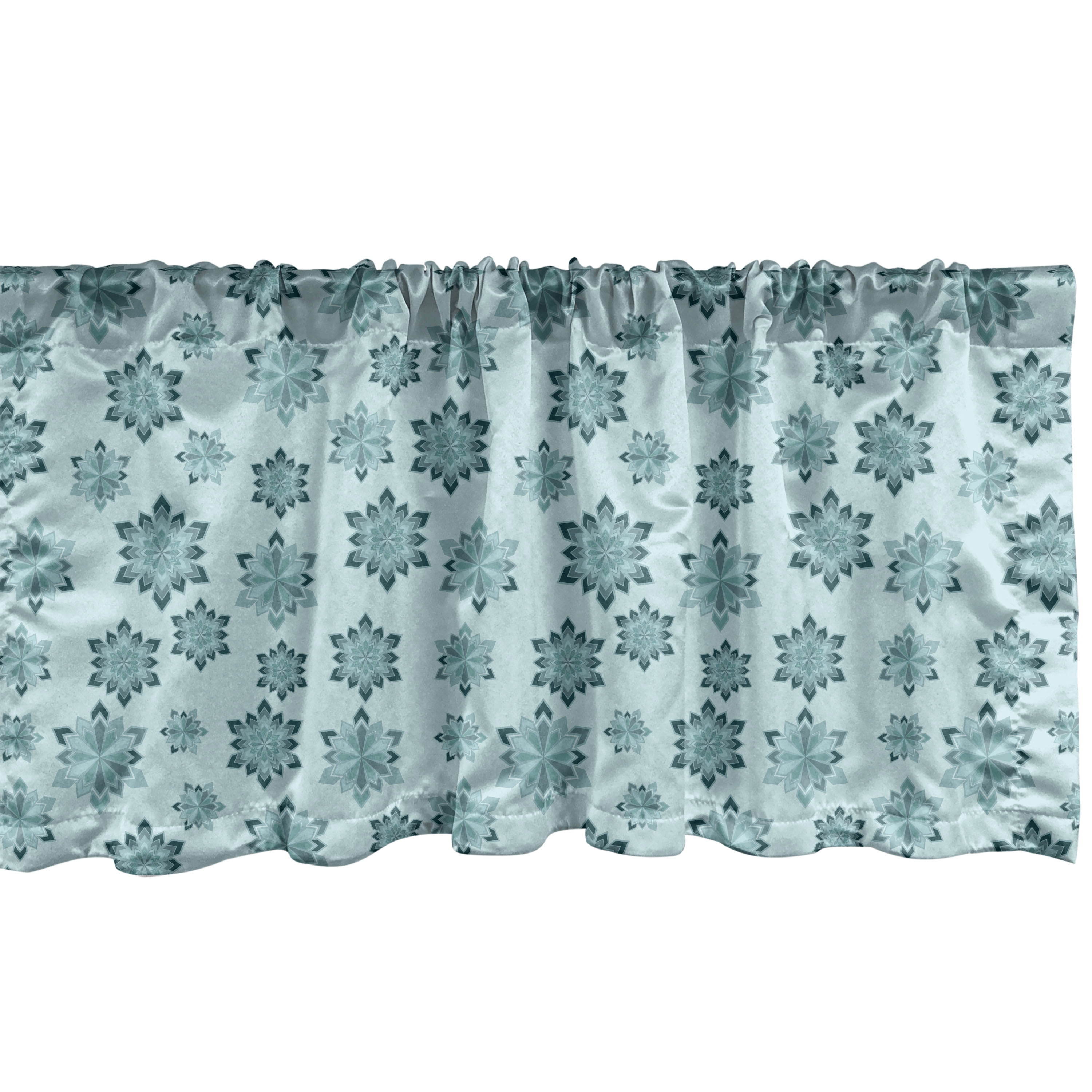Ambesonne Teal Window Valance, Ornate Winter Snowflakes, 54" X 12 ...