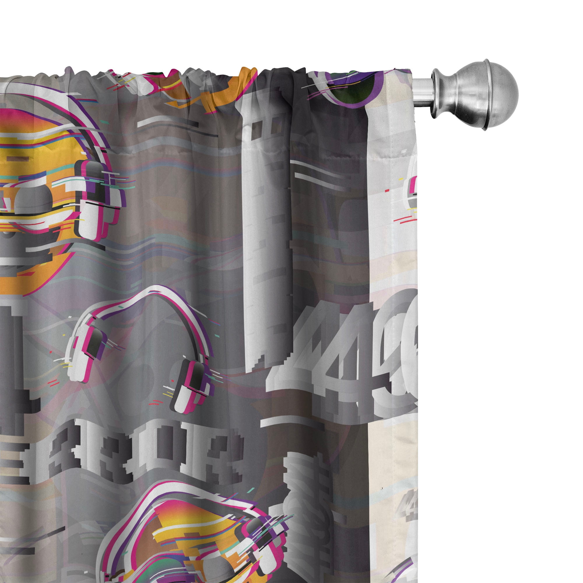 Ambesonne Techno Emoji Curtains, Cyber Funny Hacker Art, Pair of 28"x63 ...