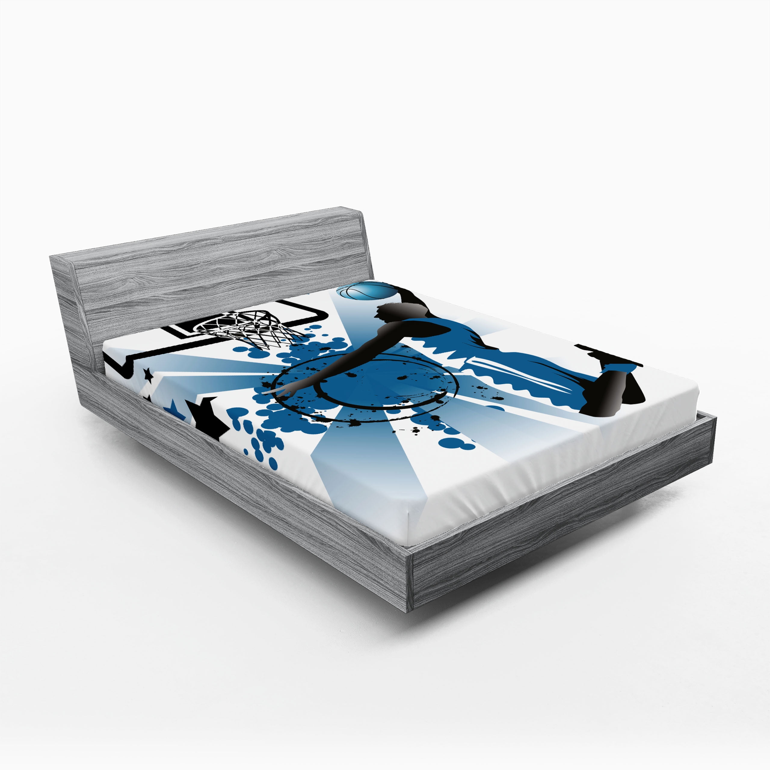 Ambesonne Teen Room Fitted Sheet, Jumping Player Stars, Full Size ...