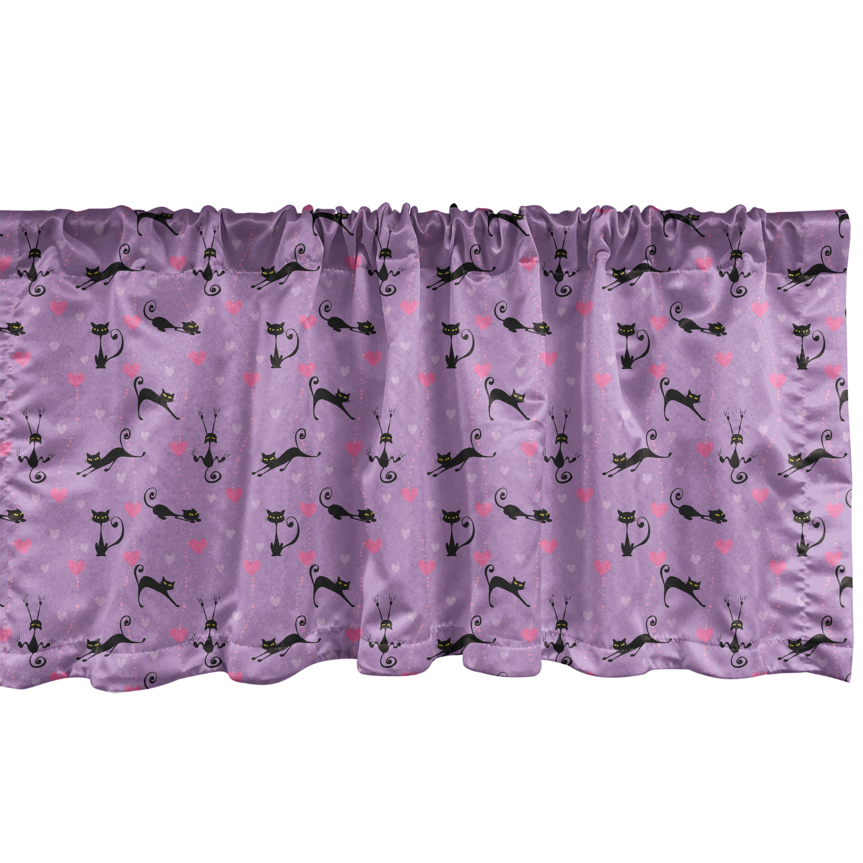 Ambesonne Teen Room Window Valance, Little Kittens Hearts, 54" X 18 ...