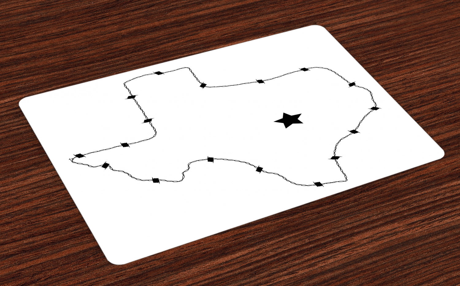 Ambesonne Texas Star Place Mats Set of 4, Barbed Wire Map, Standard ...