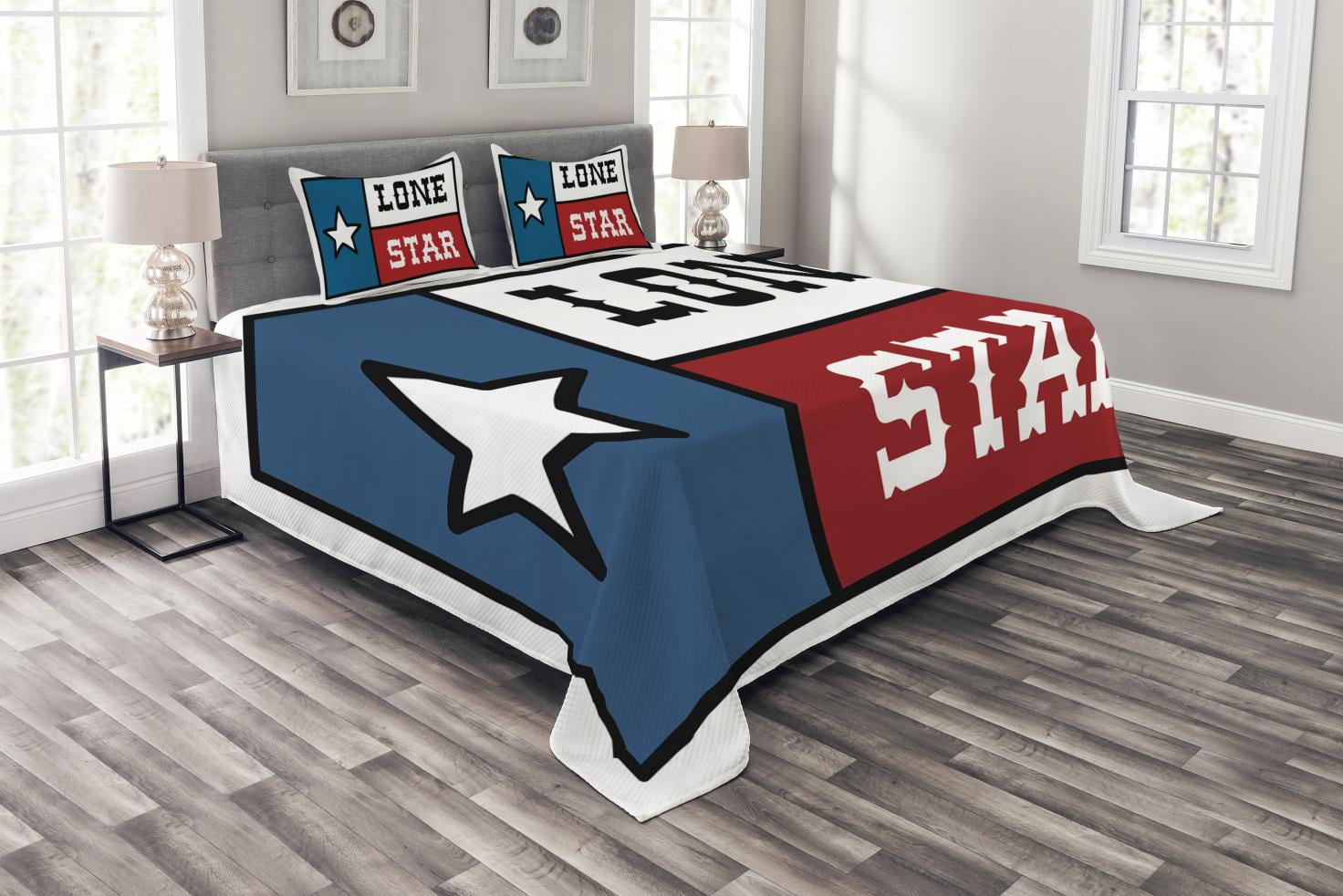Ambesonne Texas Star Quilted Bedspread Set 3 Pcs, State Flag Design ...