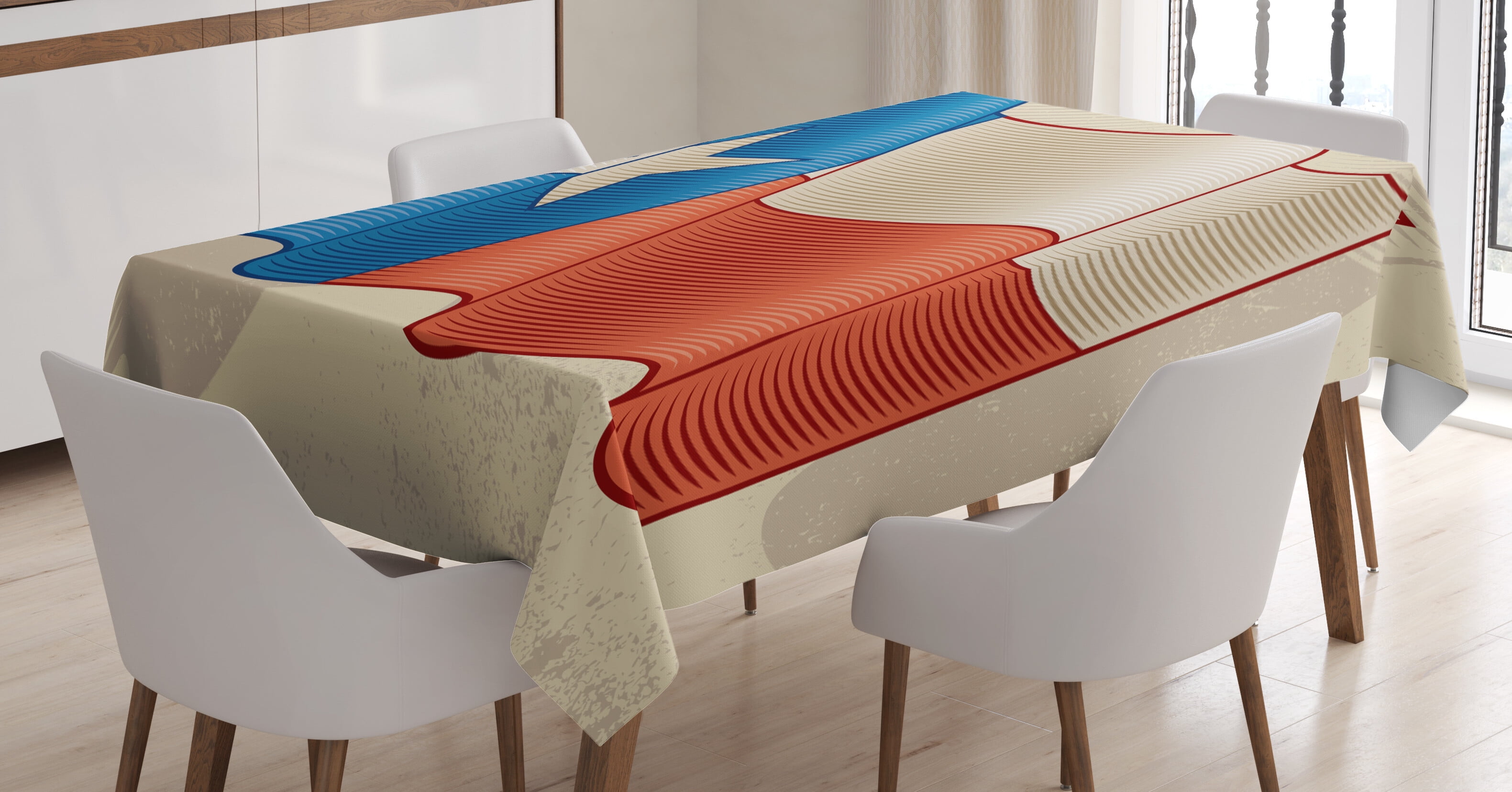 Ambesonne Texas Star Tablecloth Rectangular Table Cover, Flapping Flag Motif, 60"x90", Vermilion ...