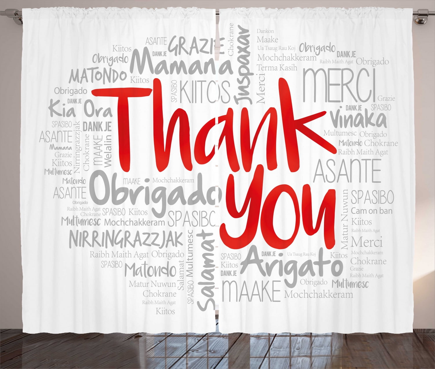 Ambesonne Thank You Curtains 2 Panel Set, Appreciation Merci Danke, 108 ...