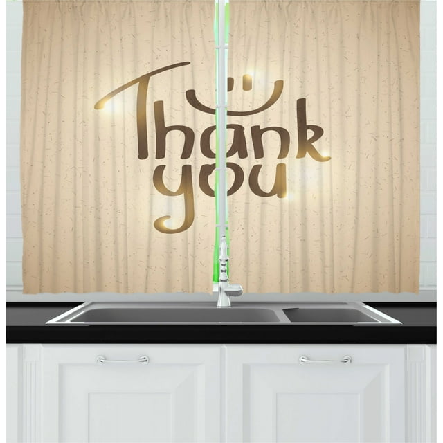 Ambesonne Thank You Kitchen Curtains, Simple Words Smiling Sign, 55"x39 ...