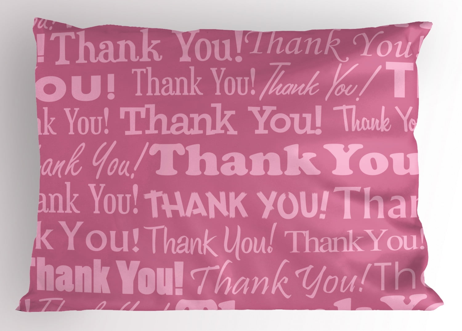 Ambesonne Thank You Pillow Sham, Thankful Message Pink, 26" X 20", Pale ...