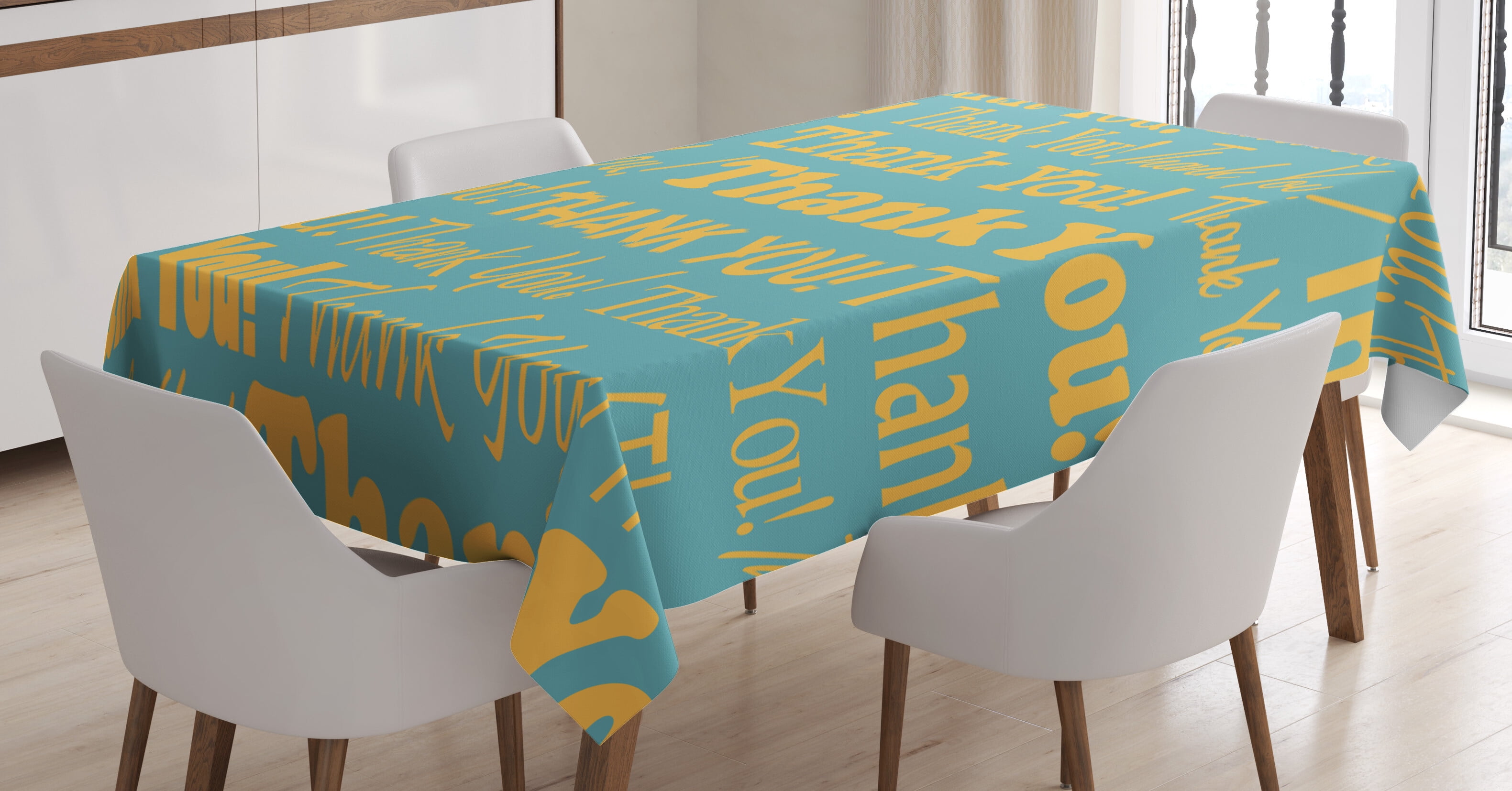 Ambesonne Tablecloth, Thank You Linens, Art Text,52"x70", Satin ...