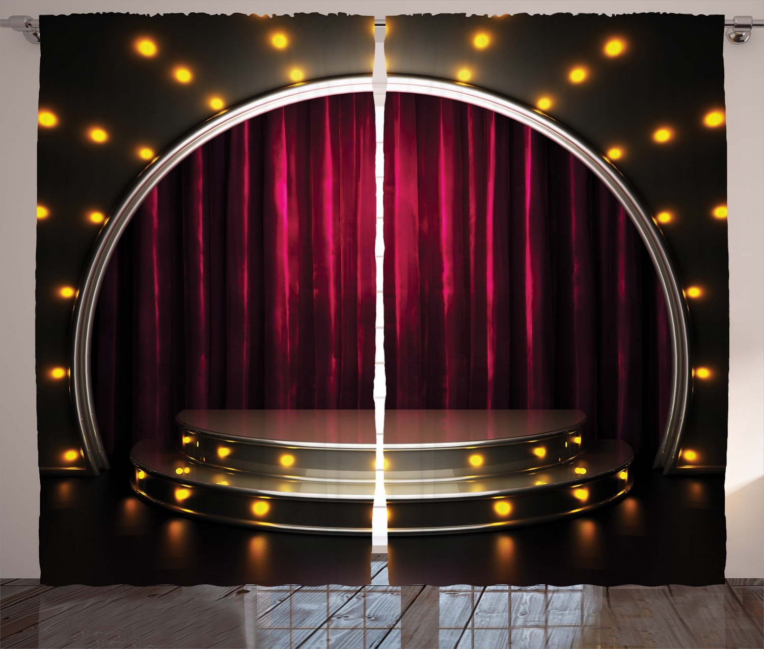 Ambesonne Theatre Curtains 2 Panel Set, Stage Arts Drapes Curtains, 108 ...