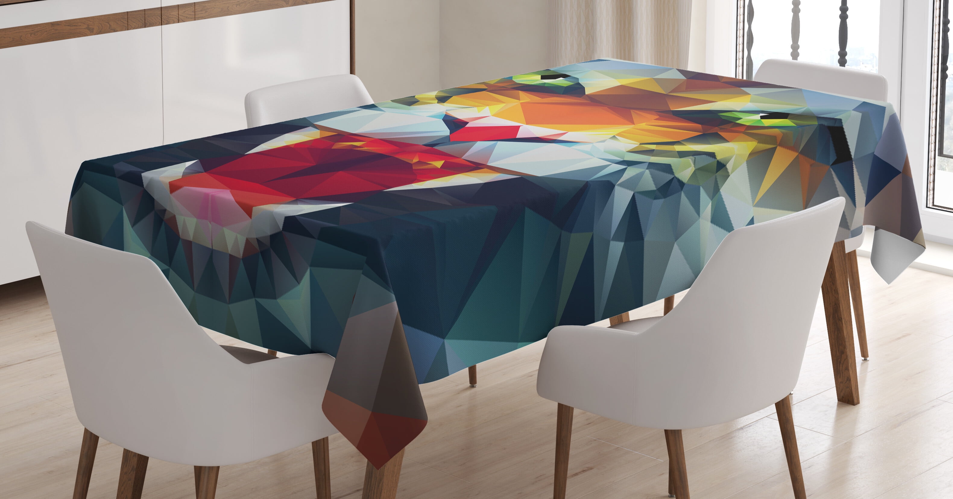Ambesonne Tiger Tablecloth Rectangular Table Cover, Abstract Portrait ...