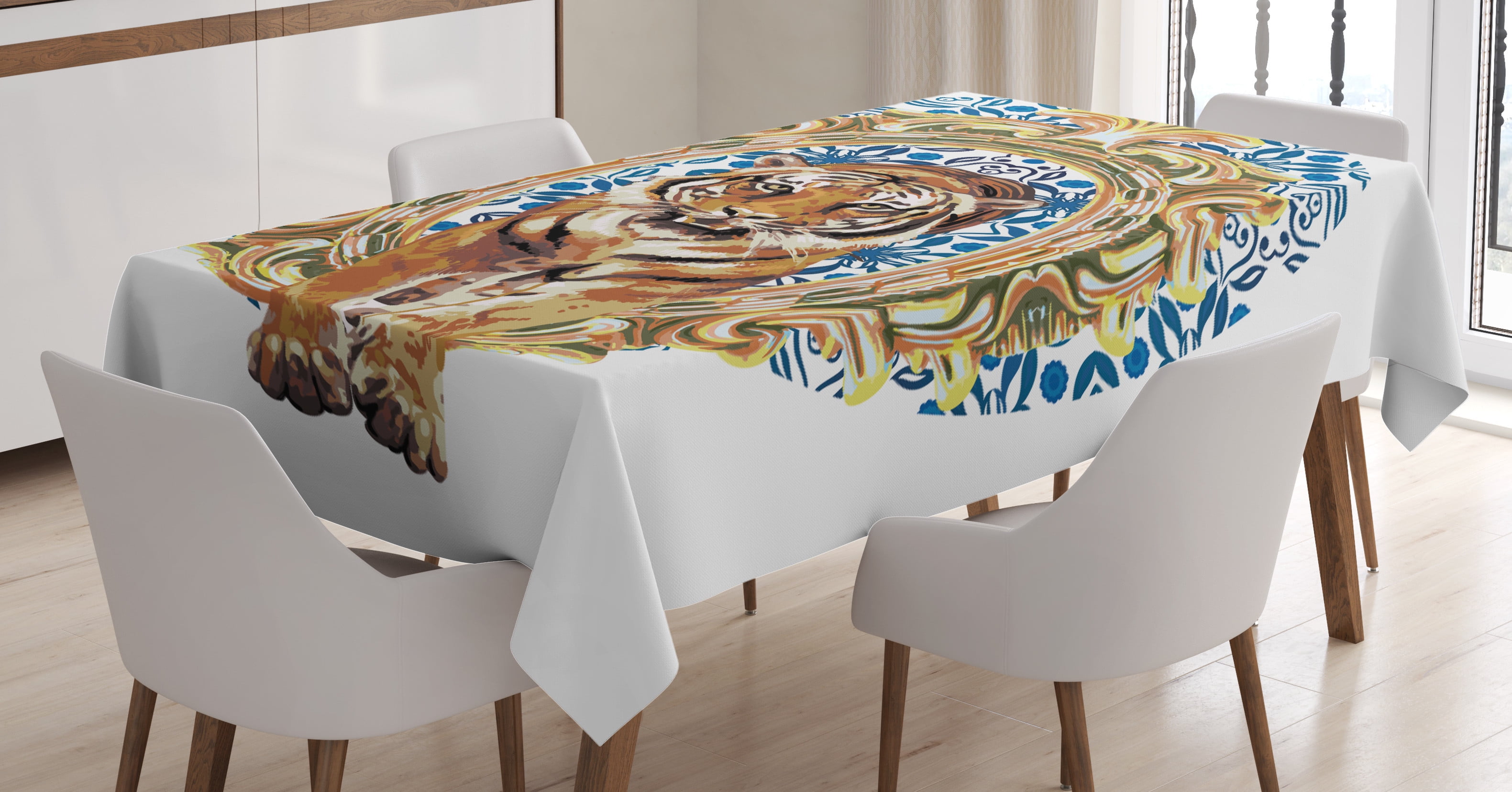 Ambesonne Tiger Tablecloth Rectangular Table Cover, Japanese Exotic ...