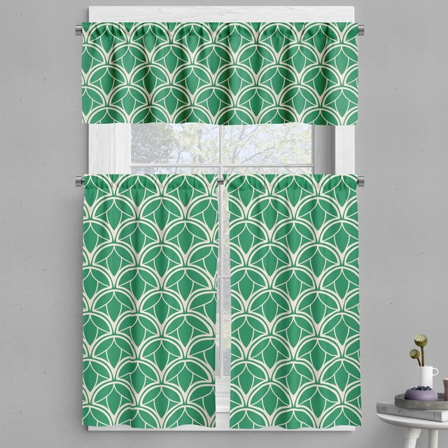 Ambesonne Tile Pattern Valance & Curtain, Geometric Line Drawing, 55 ...