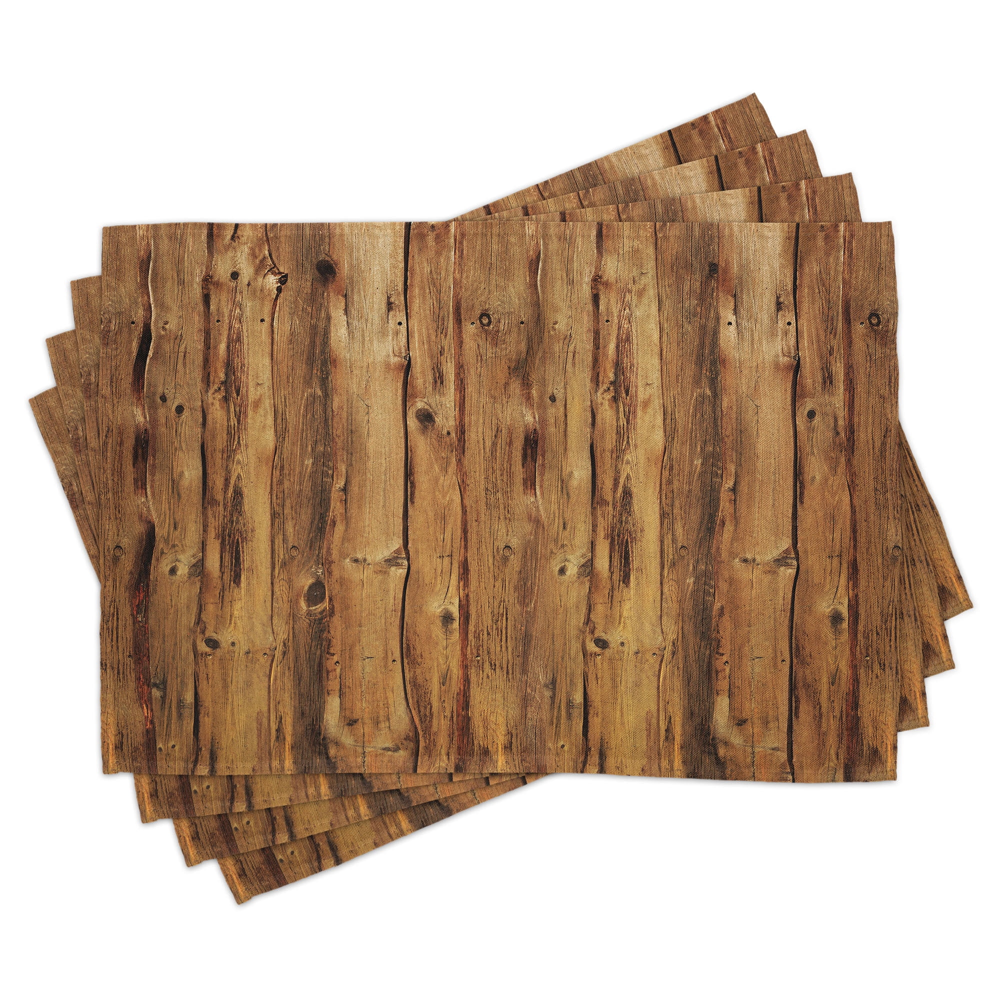 Ambesonne Timber Place Mats Set of 4, Wooden Forest Trees Art, Standard ...