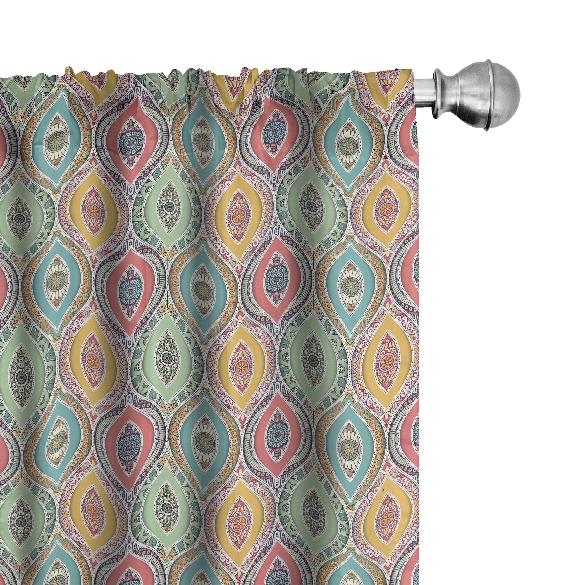 Ambesonne Traditional Curtains, Motif, Pair of 28"x95", Multicolor ...