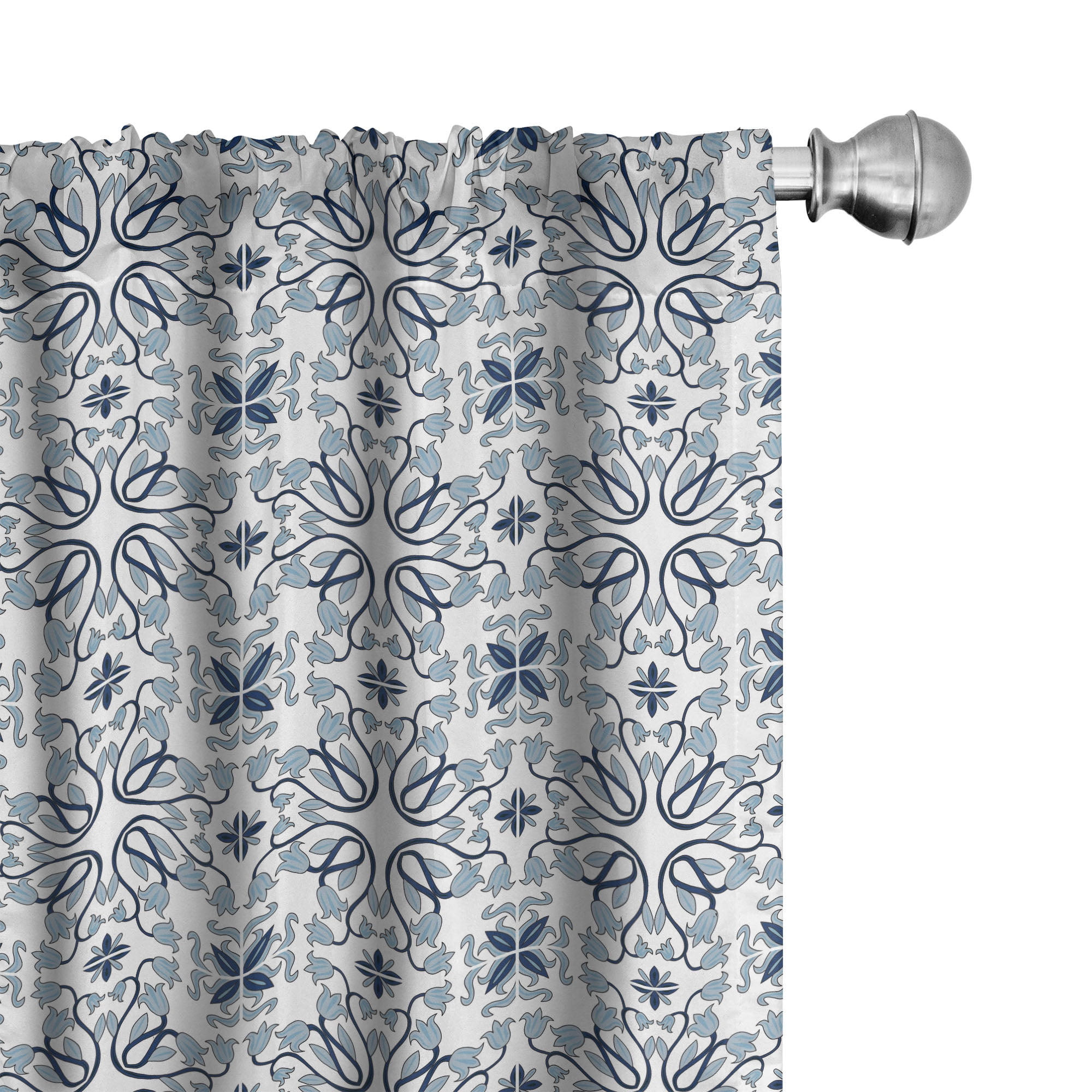 Ambesonne Traditional Curtains, Persian Palace Buds, Pair of 28"x95 ...