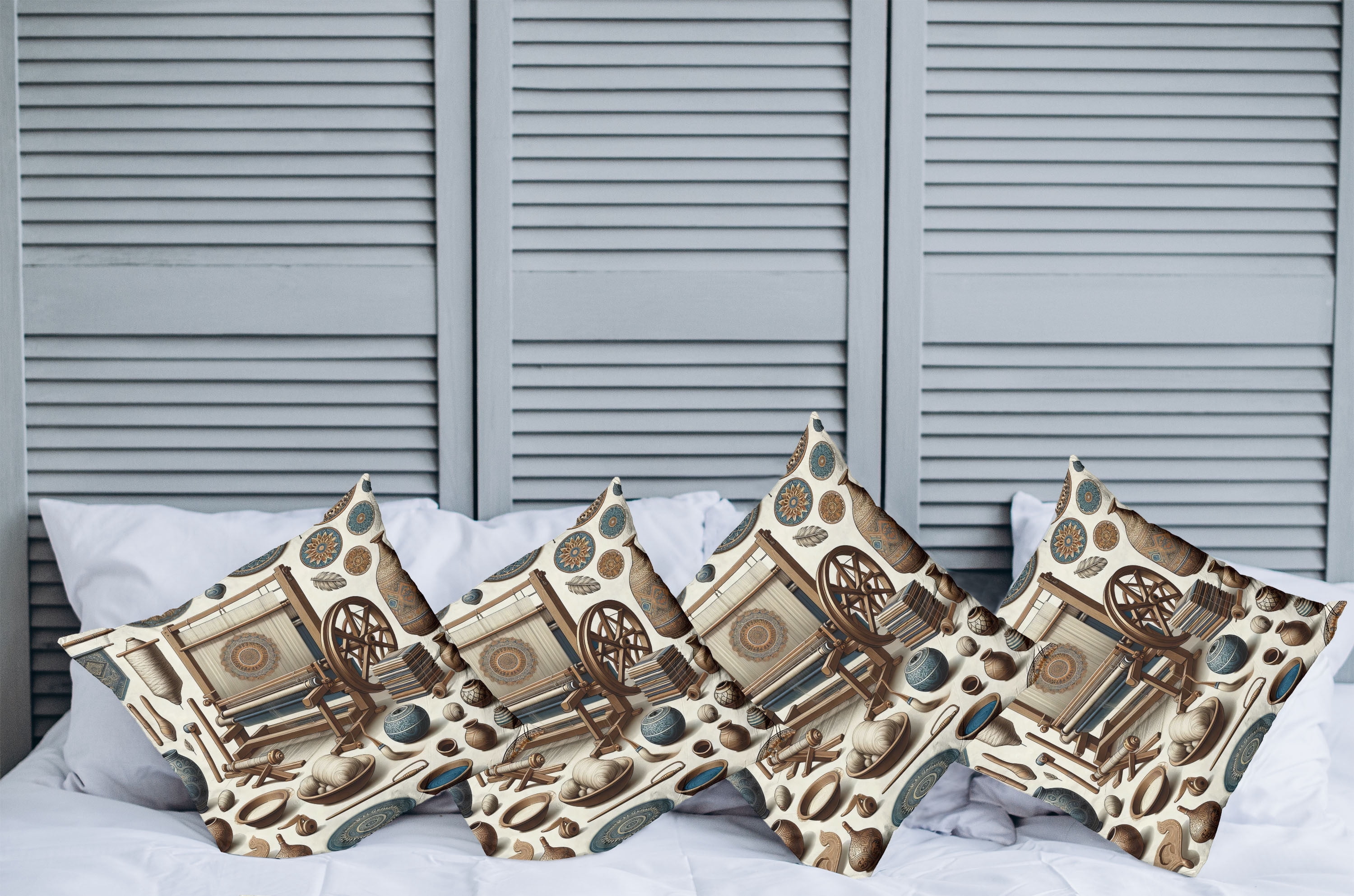 Ambesonne Traditional Throw Pillow Cover Pack of 4, Oriental Ethno ...