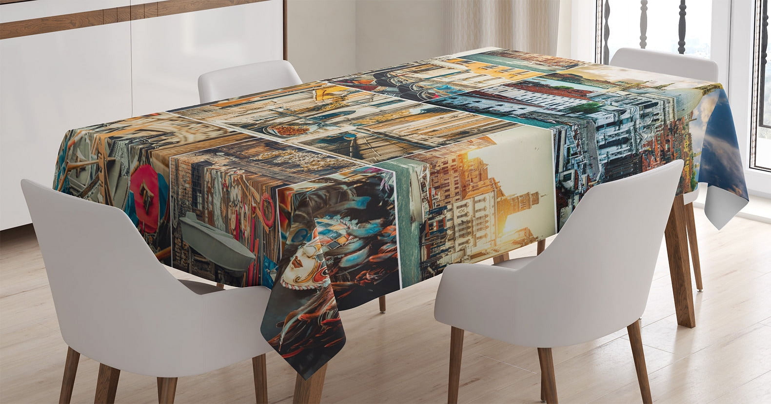 Ambesonne Travel Tablecloth Rectangular Table Cover, Venice Cityscape ...