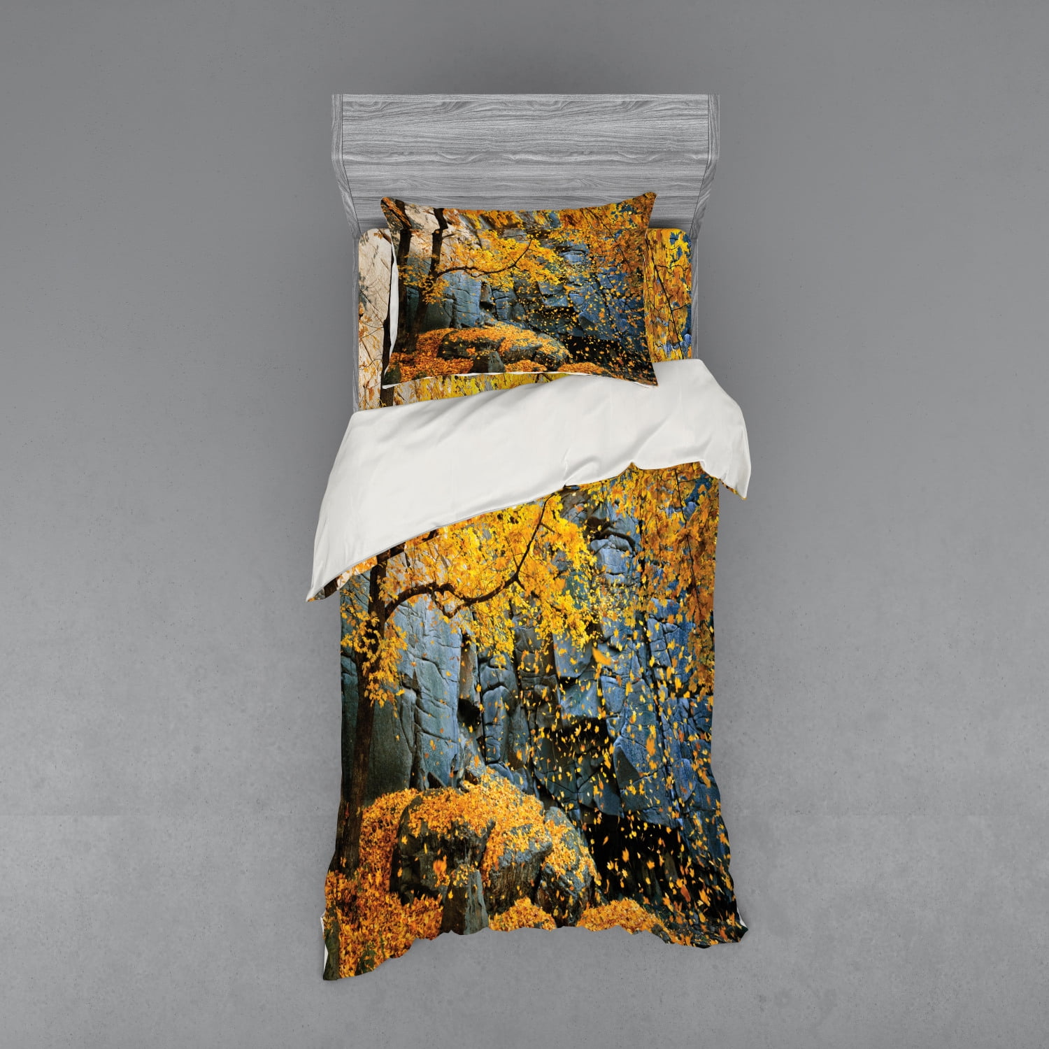Ambesonne Tree Bedding Set 3 Pcs, Maple Falling Leaves, Twin, Grey ...