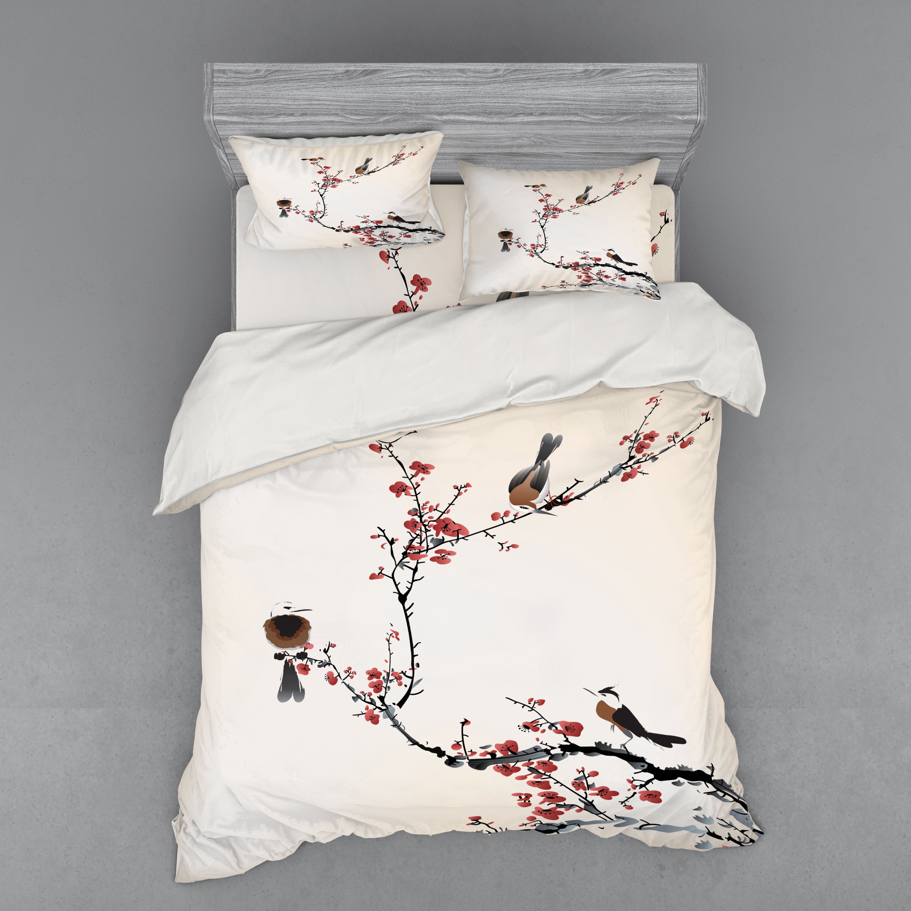Ambesonne Tree Bedding Set 4 Pcs, Oriental Illustration, Queen, Pale ...