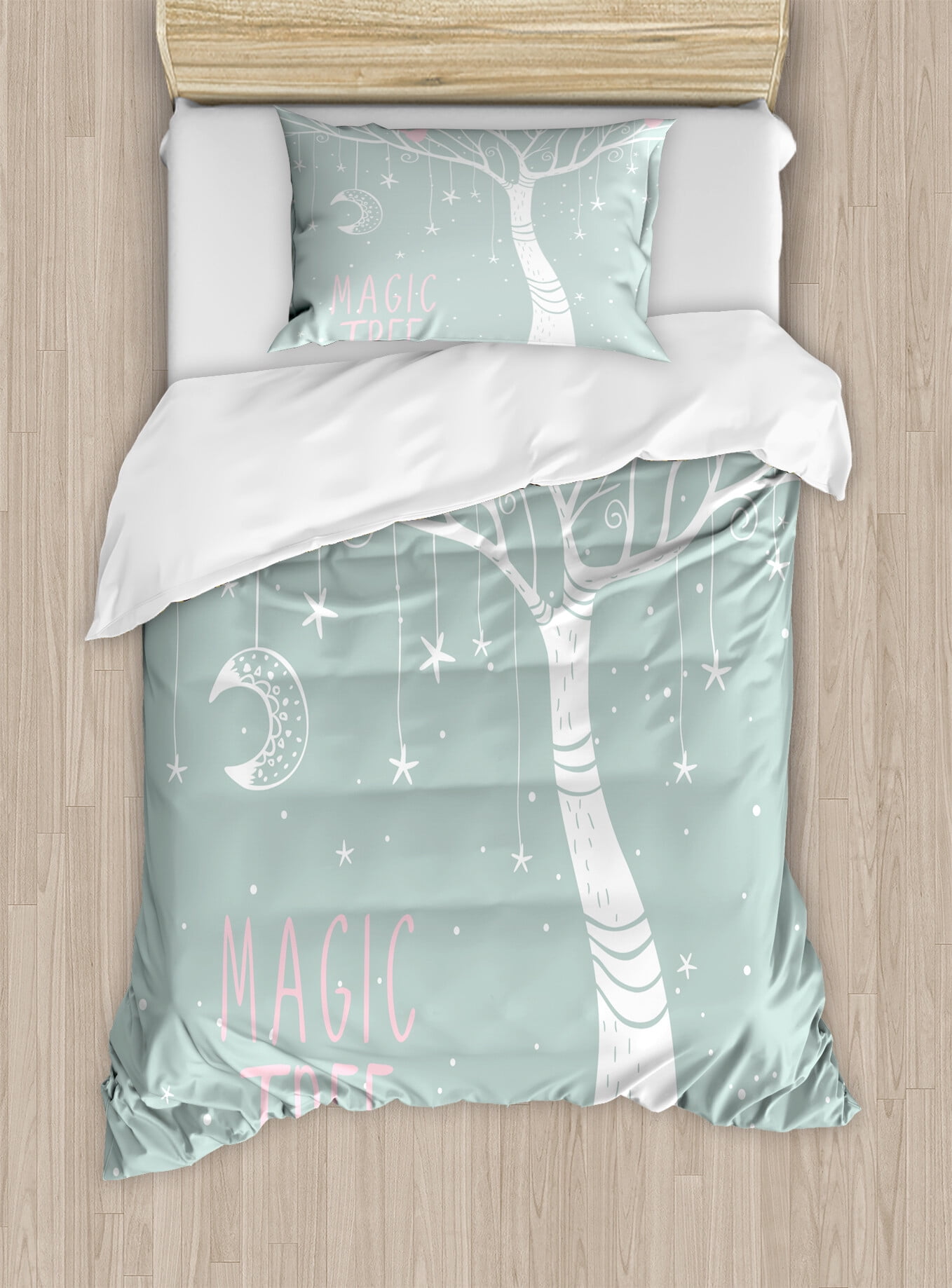 Ambesonne Tree Duvet Cover Sets, Stars Moon Pastel Colored, 2-Twin ...